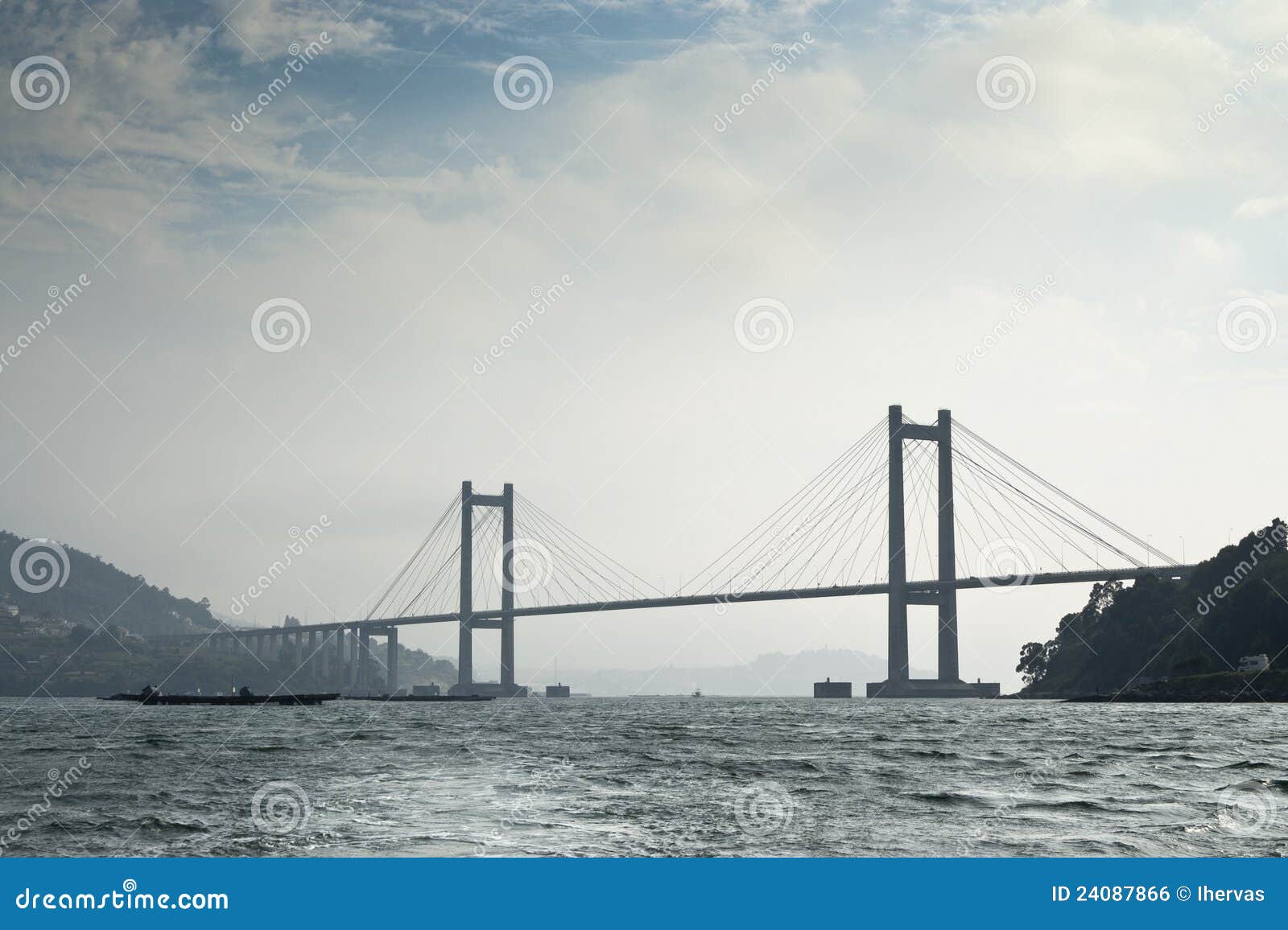 Rande Bridge stock photo. Image of span, pontevedra, foggy - 24087866