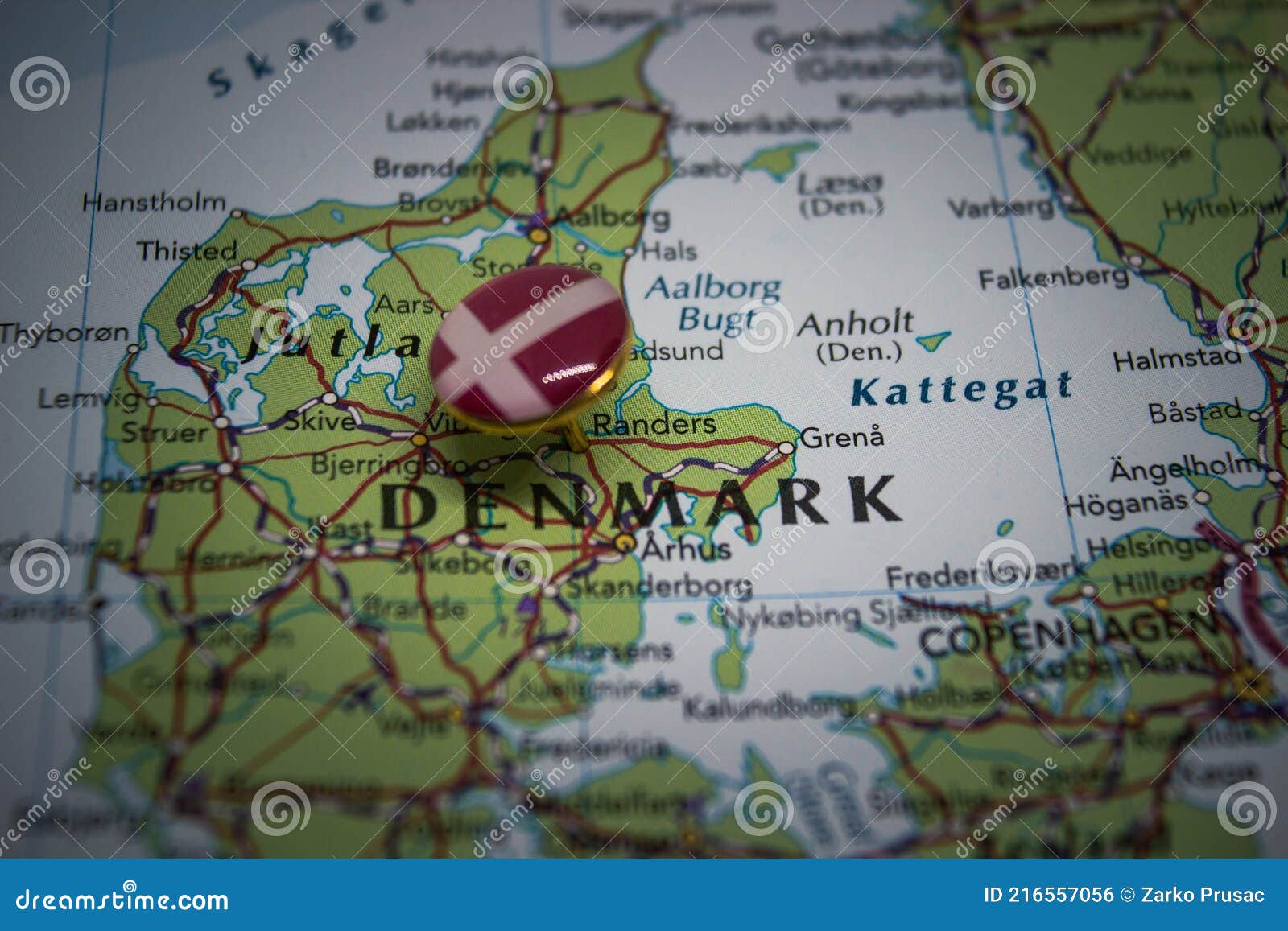 Randers Pinned on a Map with the Flag of Denmark Stock Photo - Image of ...