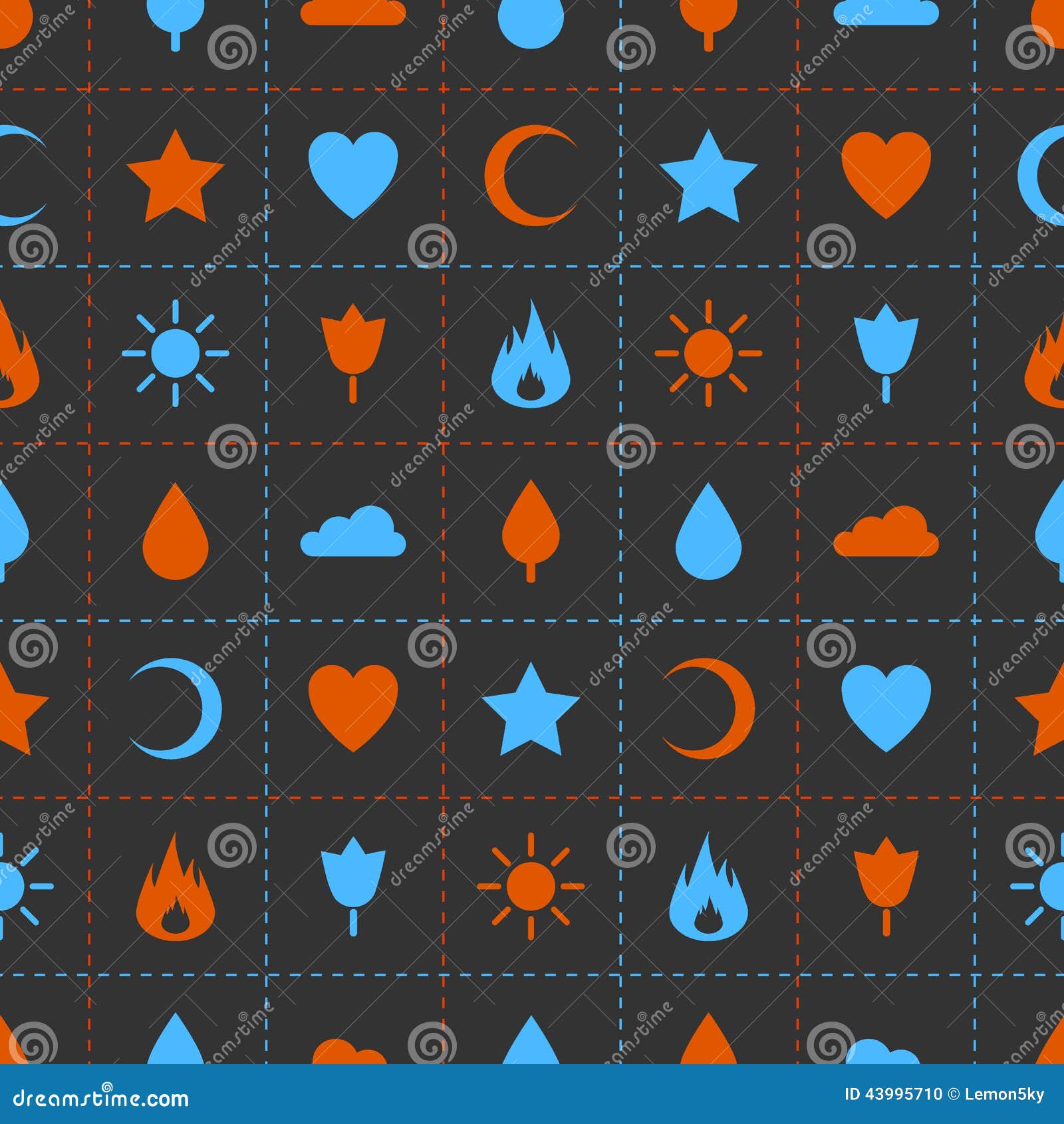 Random Abstract Icons Seamless Pattern. Stock Vector - Illustration of ...