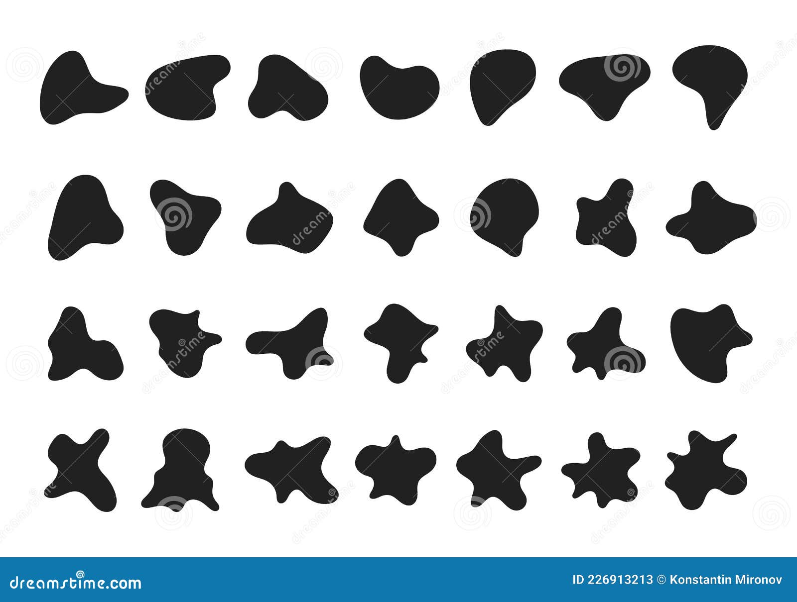 Random Abstract Liquid Organic Black Irregular Blotch Shapes Flat Style ...