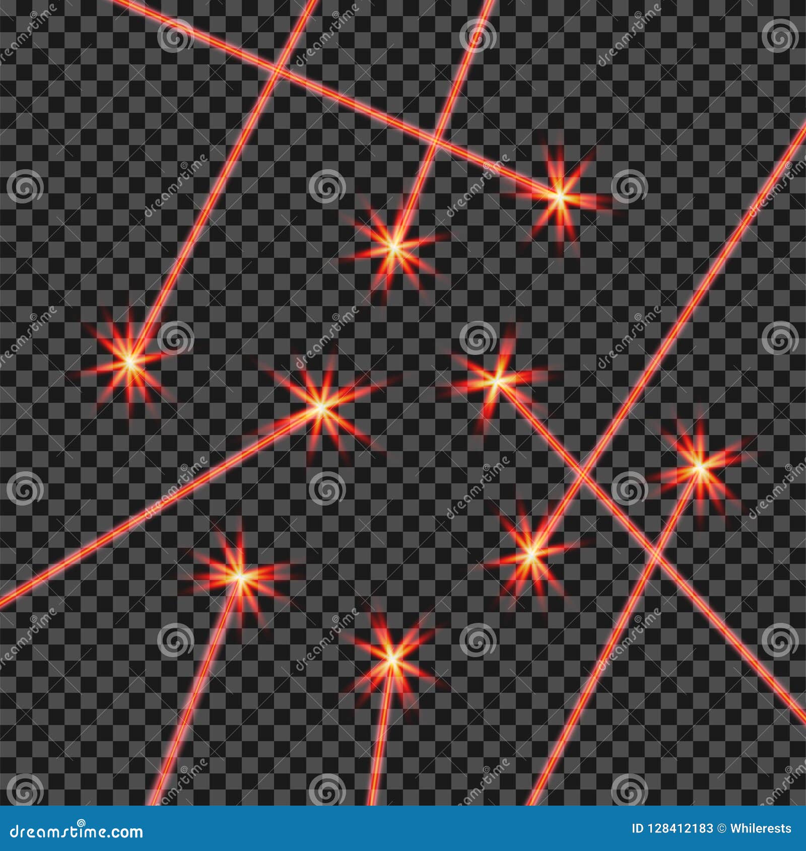 Random Abstract Red Laser Beams Light Isolated On Transparent Black ...