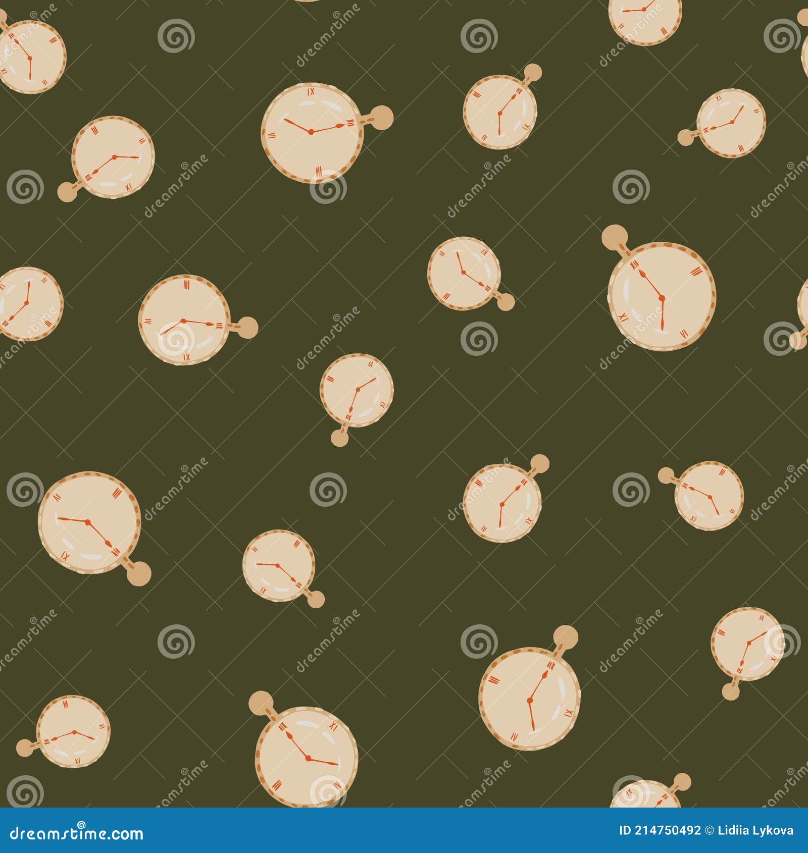 Random Abstract Seamless Pattern with Doodle Hand Drawn Stopwatch Print ...