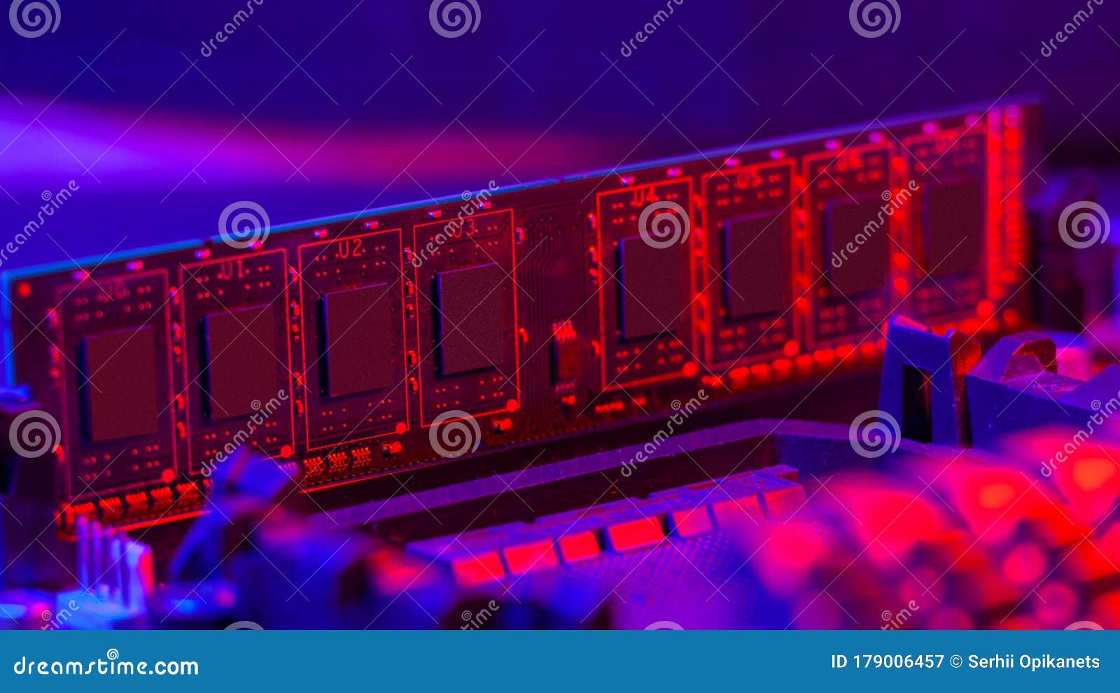 Random Access Memory.strip Inserted into the Motherboard. Motherboard ...