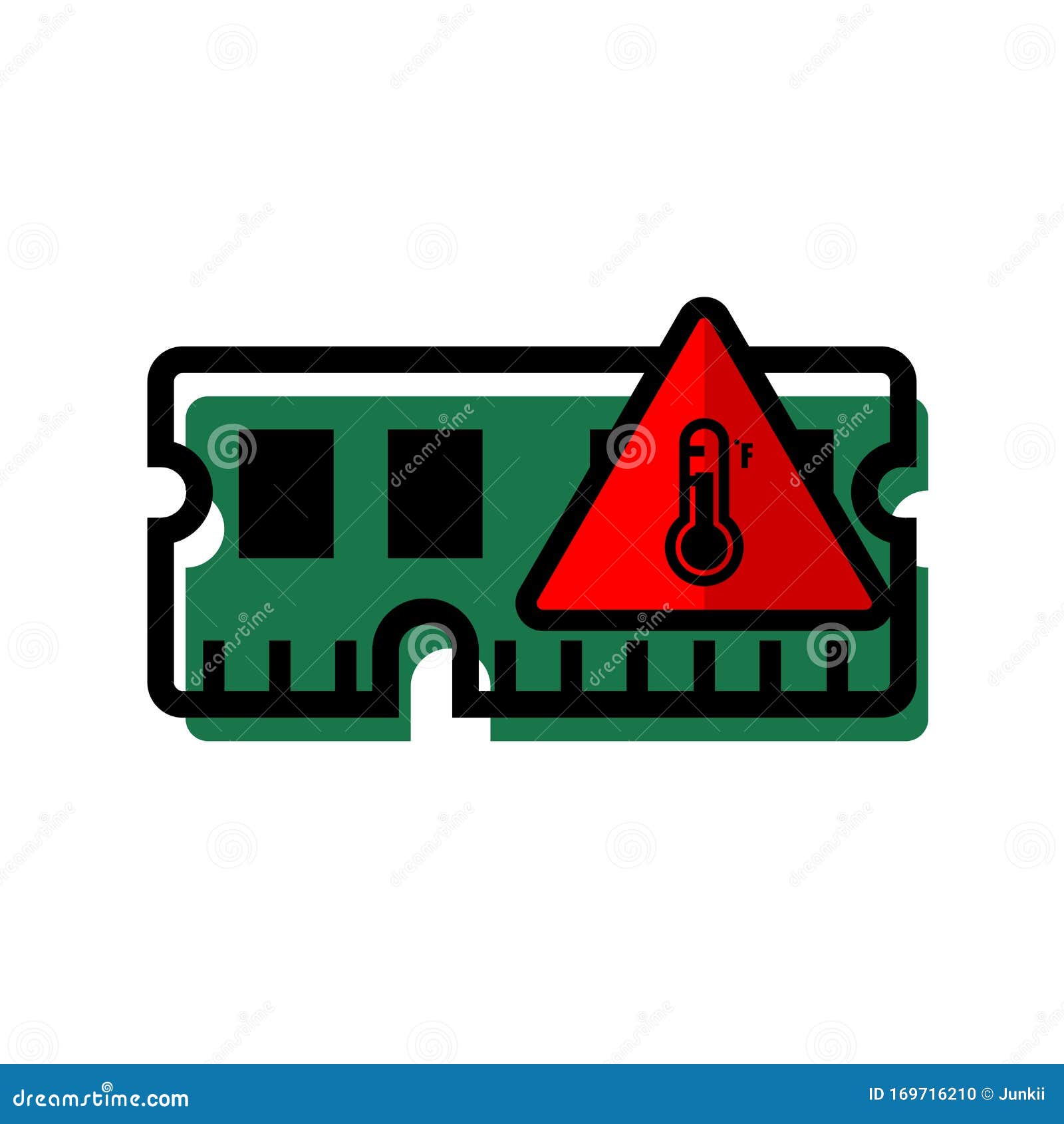 Random Access Memory with Temperature Warning Sign Vector Design Stock ...