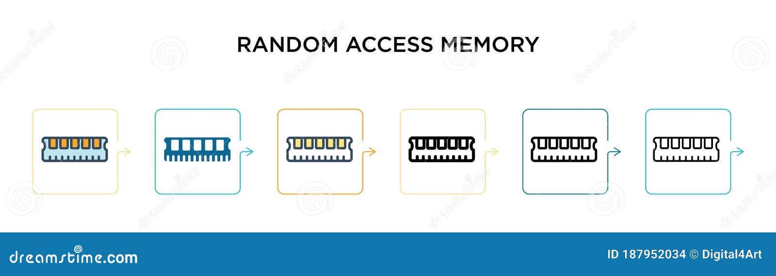 Random Access Memory Vector Icon in 6 Different Modern Styles. Black ...