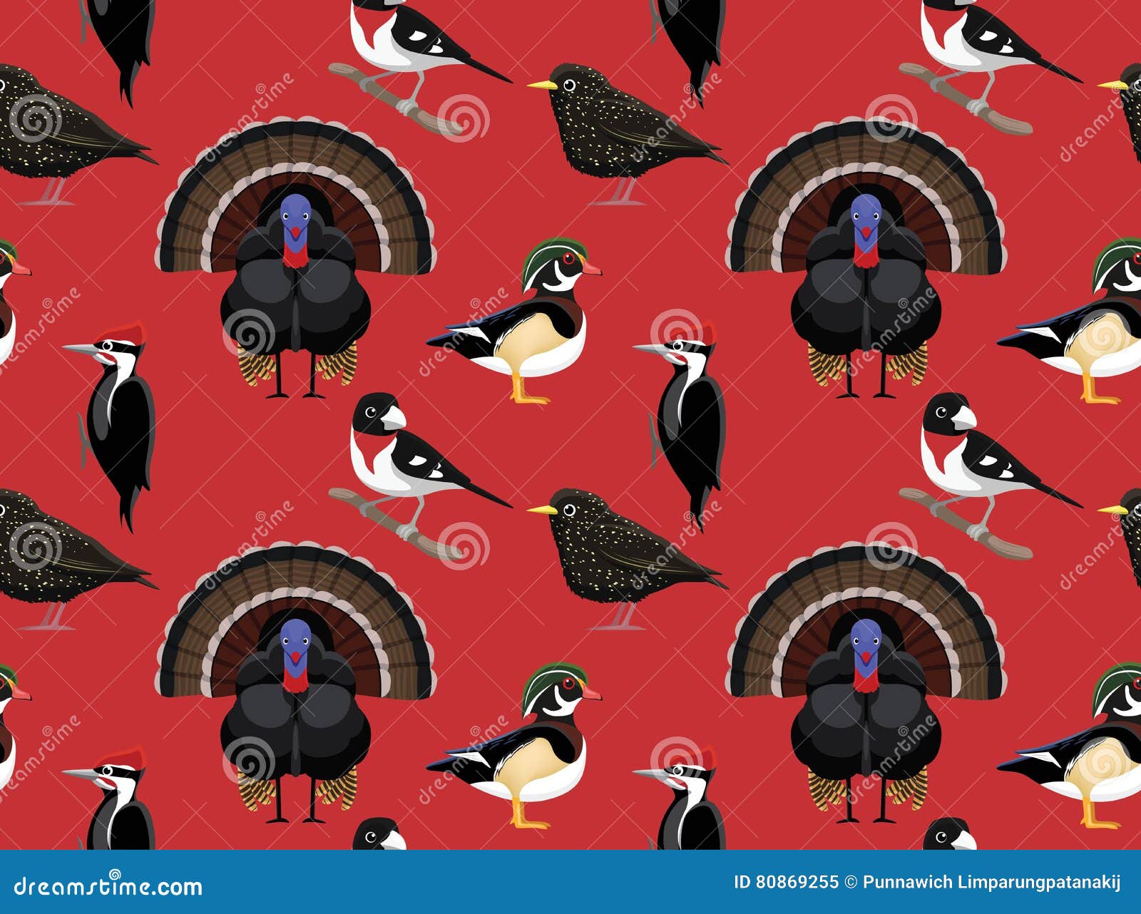 Random American Birds Wallpaper 1 Stock Vector - Illustration of ...