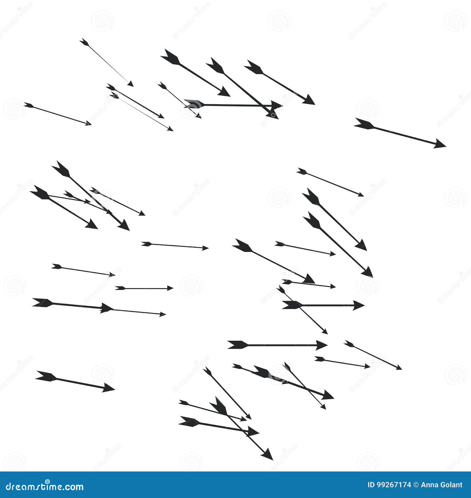 A Random Arrow. Black and White Vector Illustration Stock Vector ...