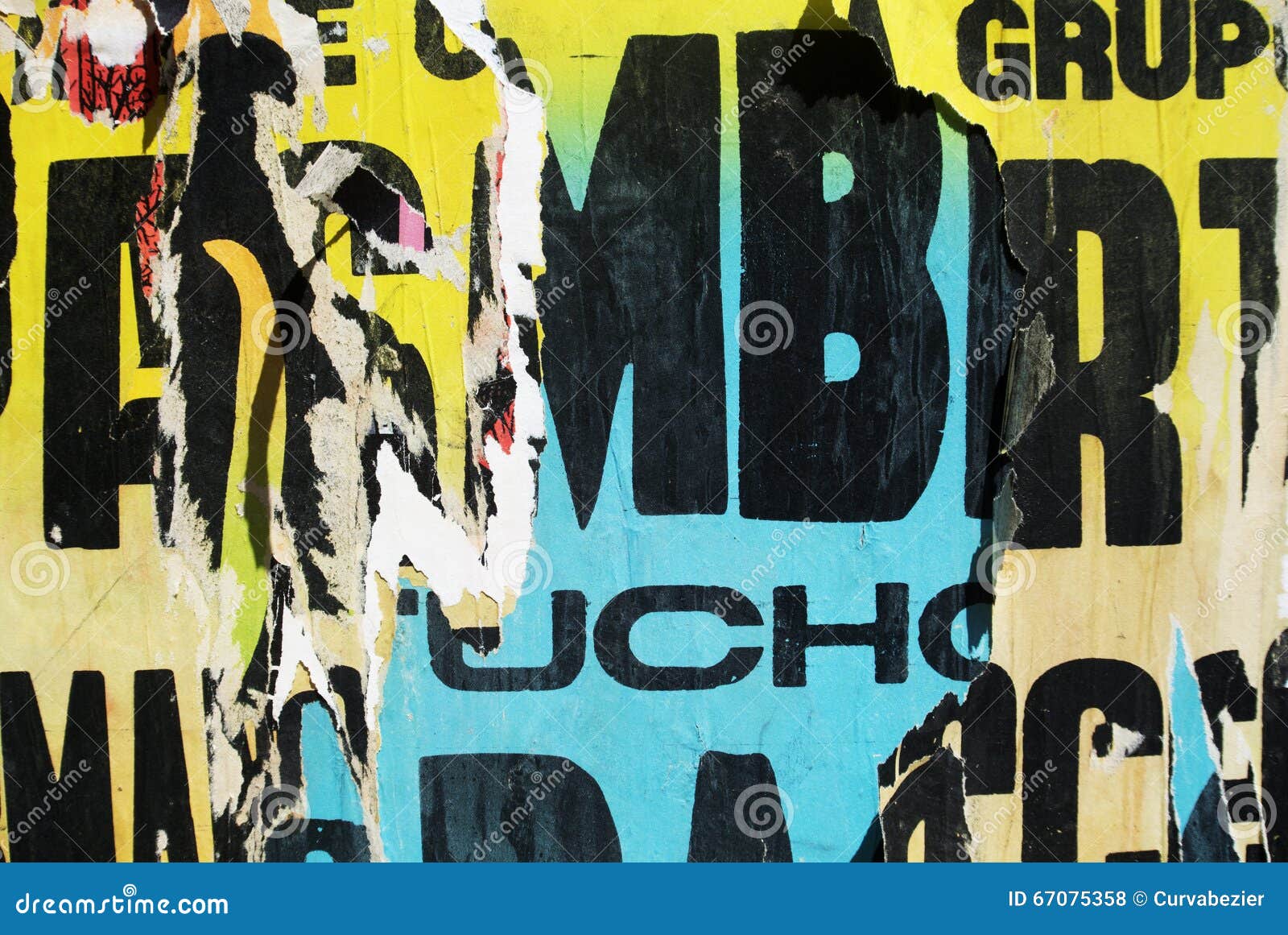 Random Background Collage Paper Typography Texture On Wall Stock ...