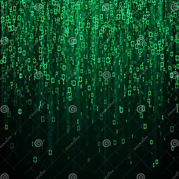 Random Binary Numbers. Matrix Background in Green Colors Stock Vector ...