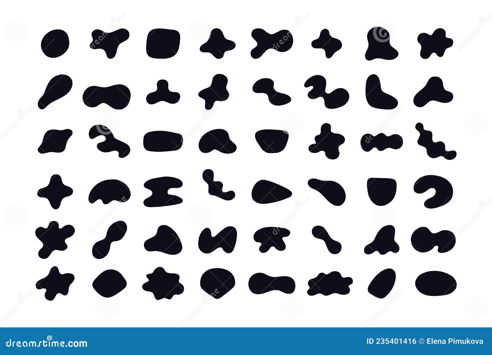 Random Black Abstract Shapes. Set of Organic Blobs of Irregular Shape ...