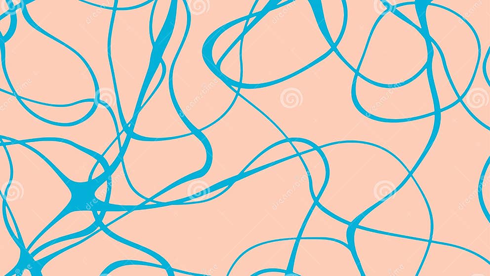 Random Blue Lines and Outlines on a Beige Background. Abstract Vector ...