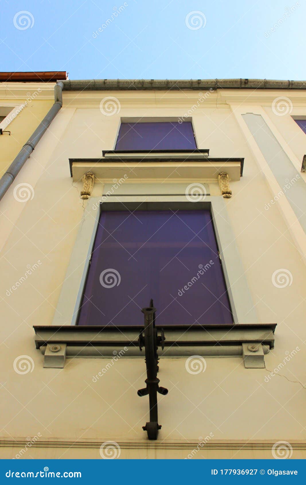Random Building Facade with Windows. View at the Building from Below ...