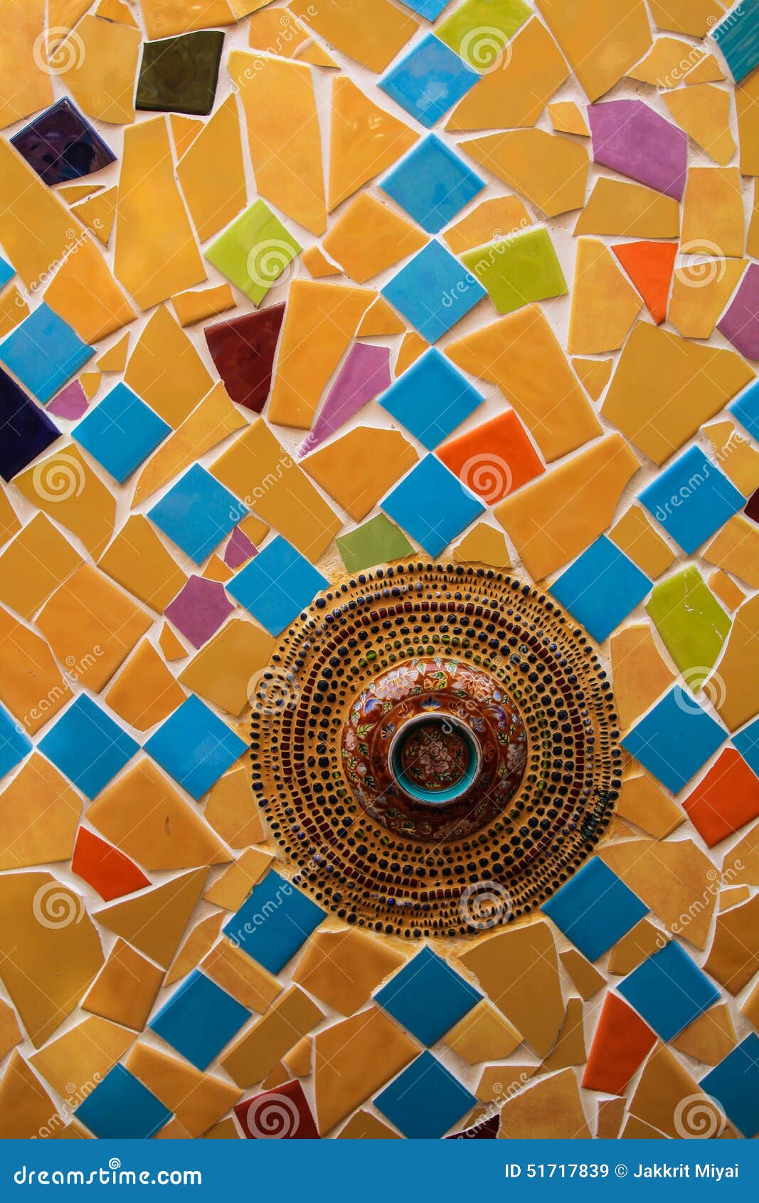Random Ceramic Mosaic with Red Bowl Stock Image - Image of colorful ...