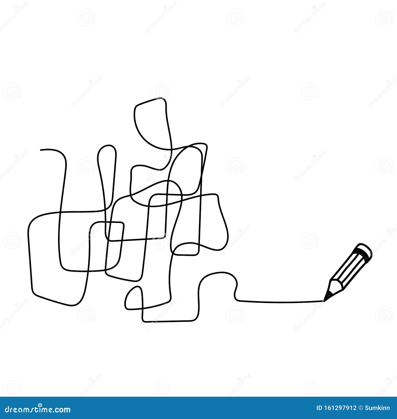 Random chaotic line. stock vector. Illustration of doodle - 161297912