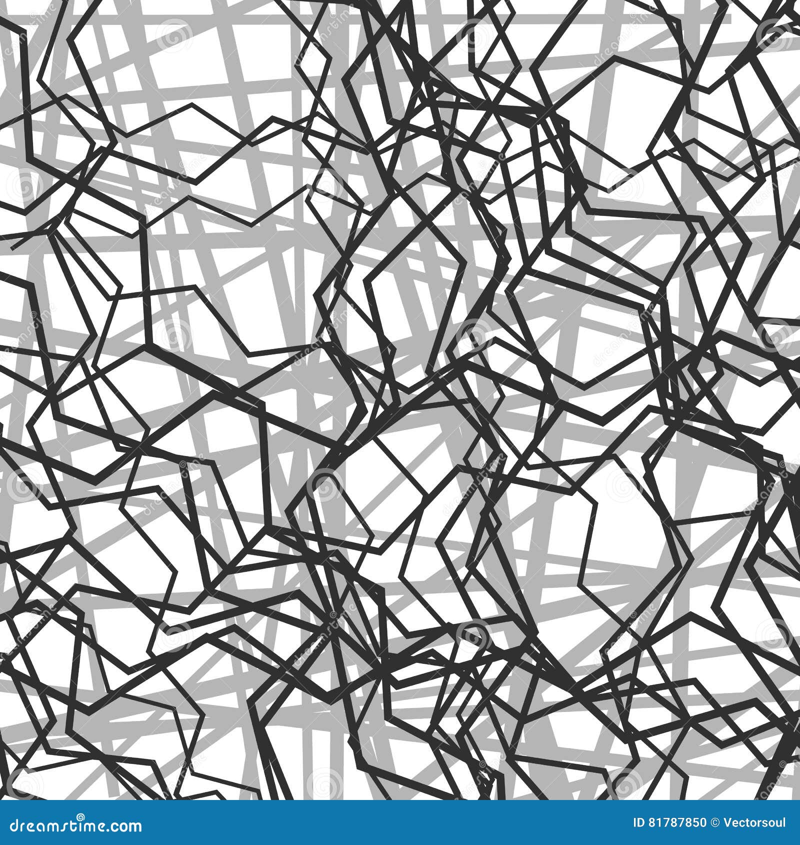 Random Chaotic Lines Abstract Grayscale Texture Pattern Stock Vector