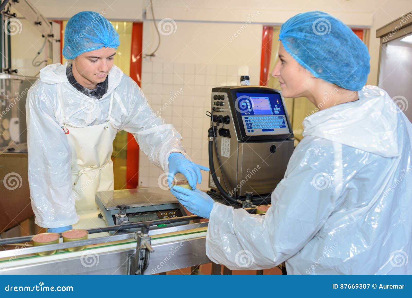 Random checking on cans stock image. Image of factory - 87669307