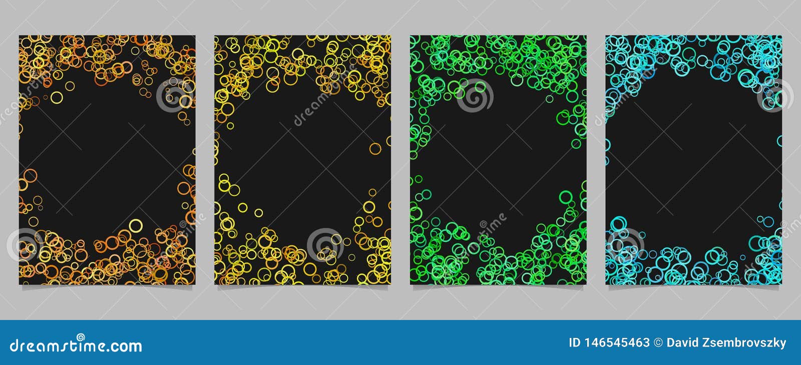 Random Circle Background Round Brochure Border Design Set Stock Vector ...