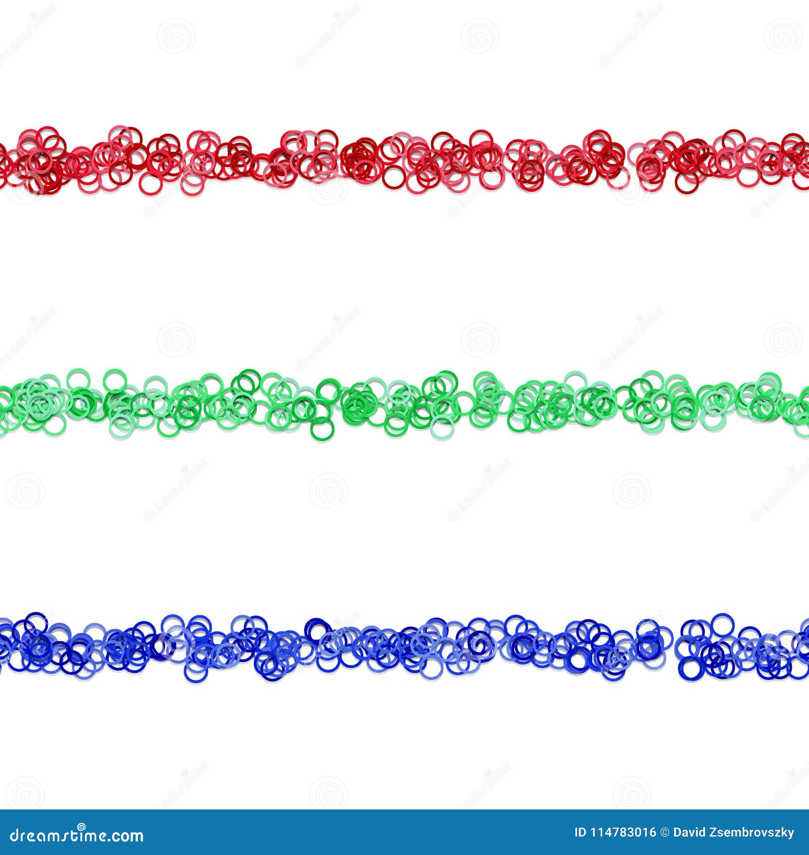 Random Circle Pattern Text Divider Line Design Set From Colored Rings Repeatable Vector Design