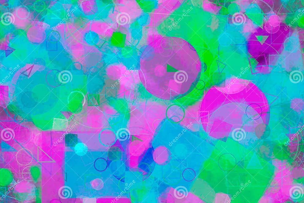 Random Circle, Square & Rectangle Shape. Messy, Drawing, Geometric ...