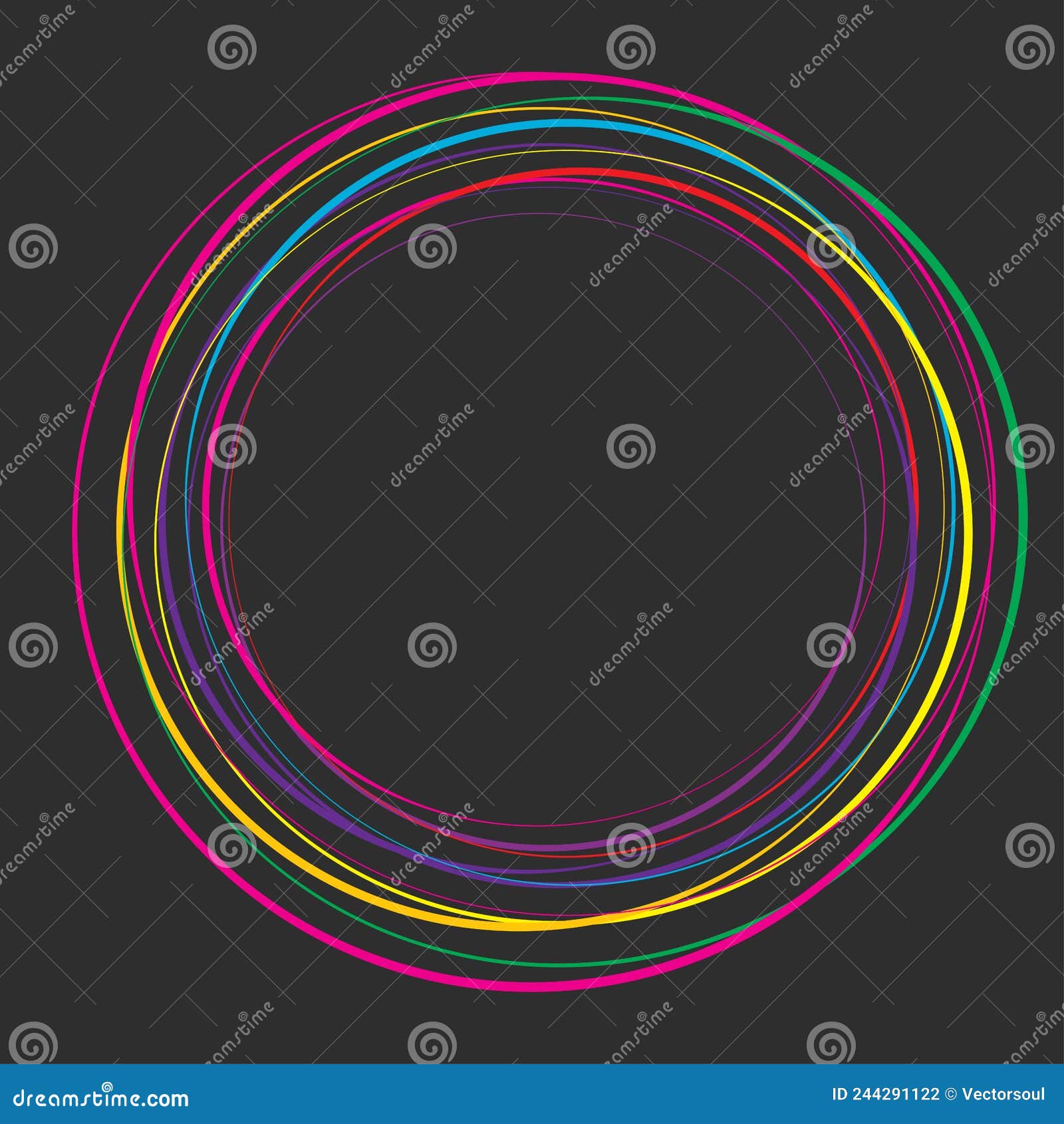 Random Circles with Hand Drawn, Free Hand Drawing Effect. Concentric ...