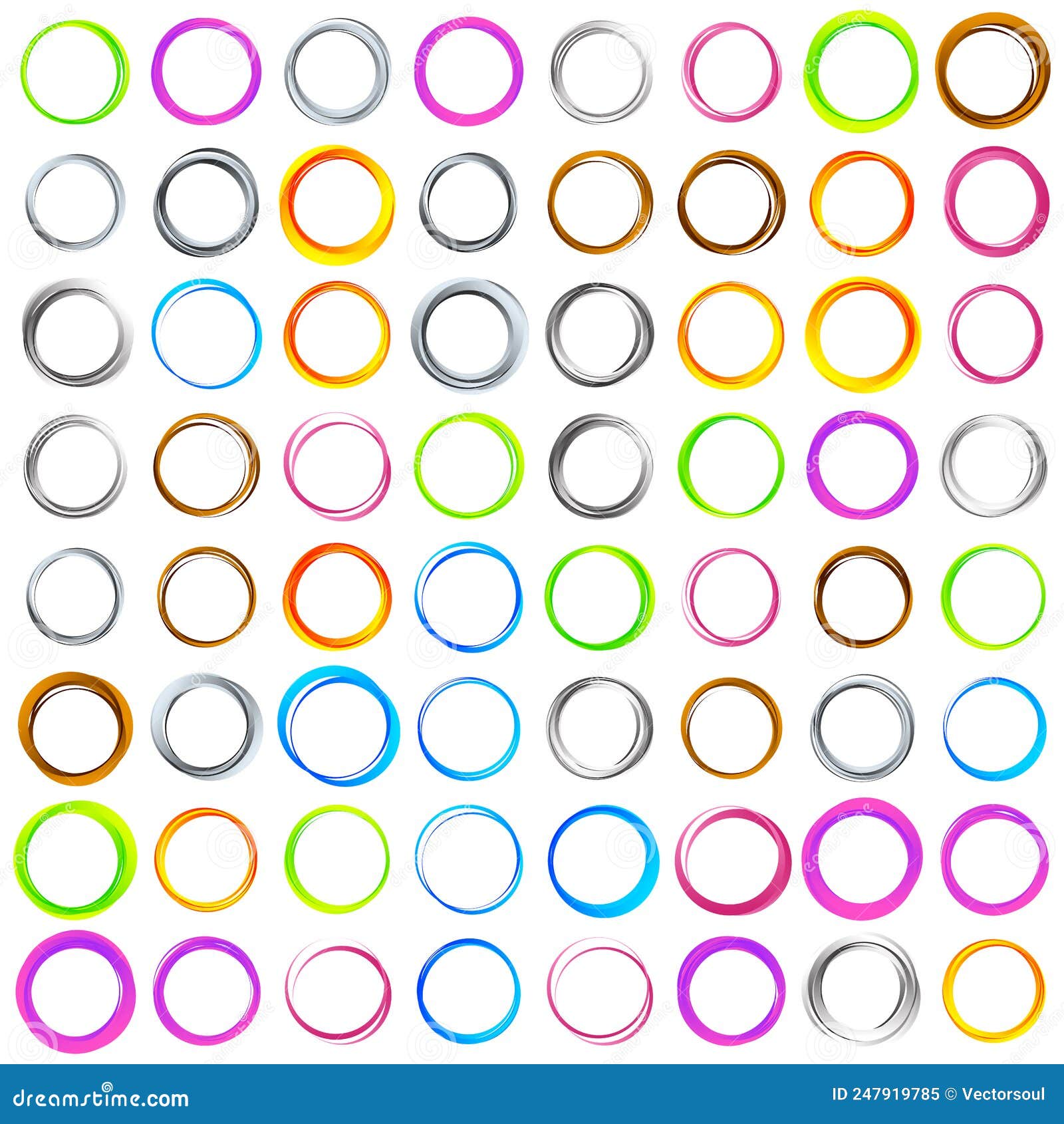 Random Circles, Rings Circular Element Stock Vector - Illustration of ...