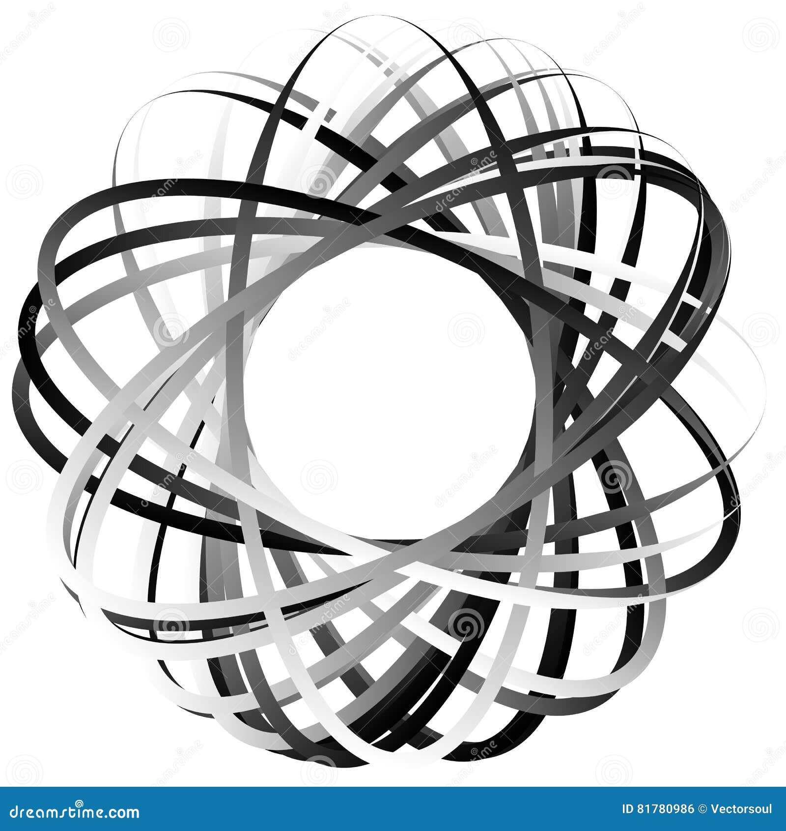 Random Circular Element. Abstract Monochrome Graphic on White Stock ...