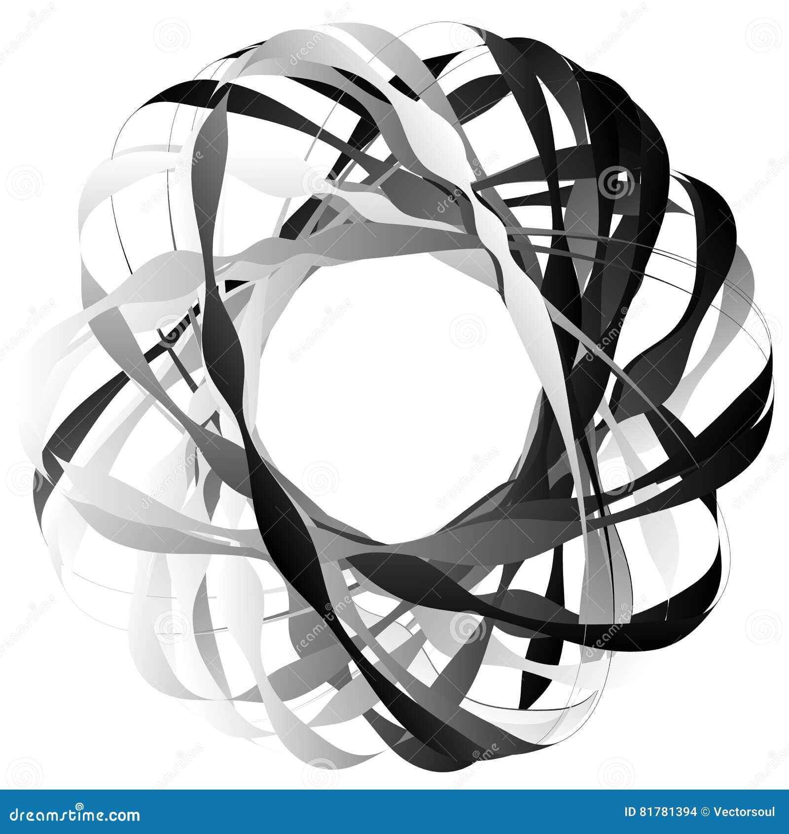 Random Circular Element. Abstract Monochrome Graphic on White Stock ...