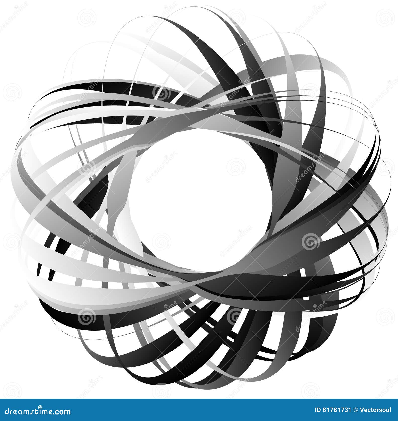 Random Circular Element. Abstract Monochrome Graphic on White Stock ...