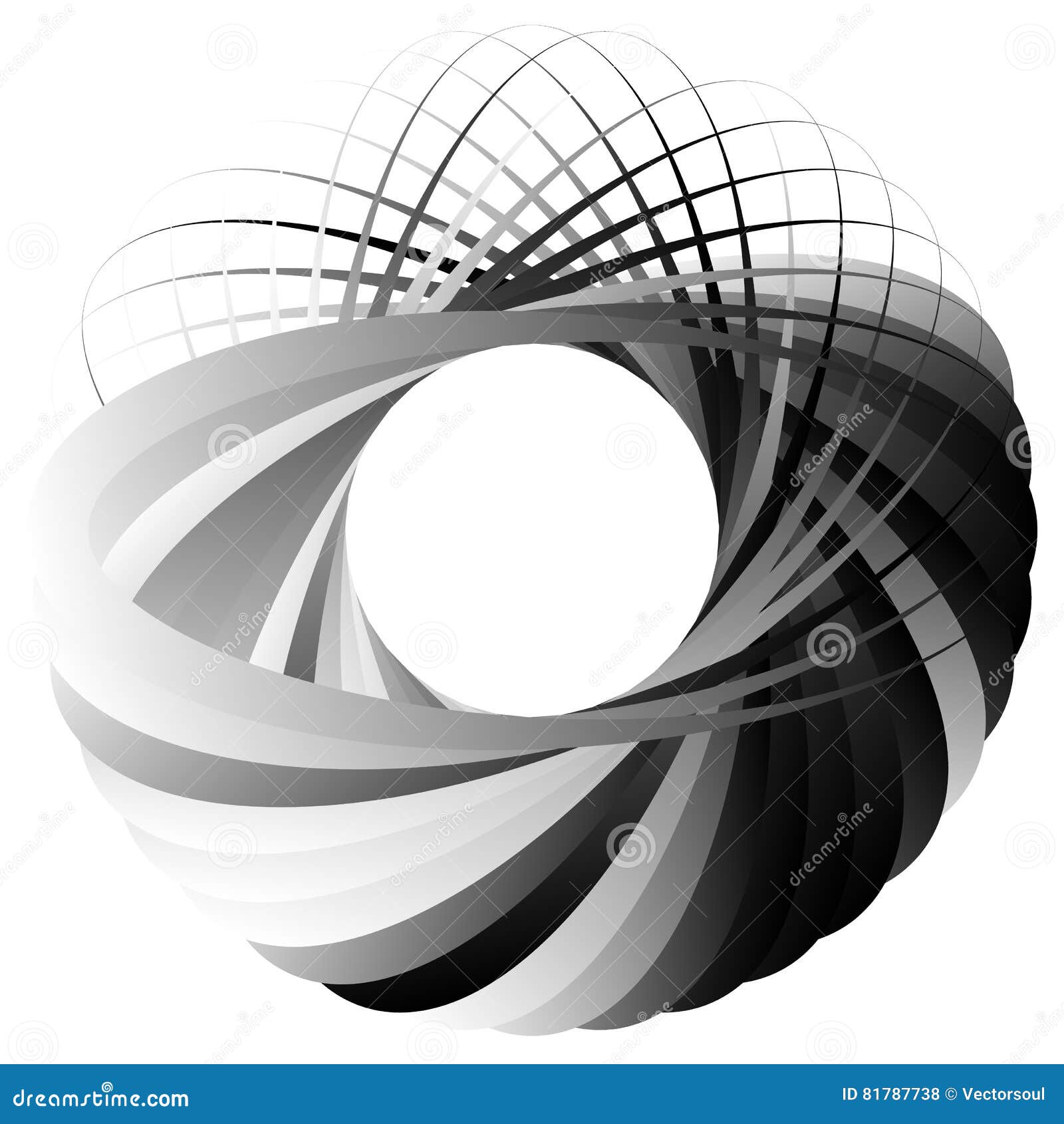 Random Circular Element. Abstract Monochrome Graphic on White Stock ...