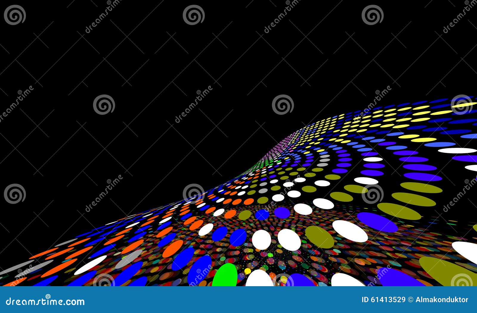 Random Color Dot Waves with Black Space Background Stock Illustration ...