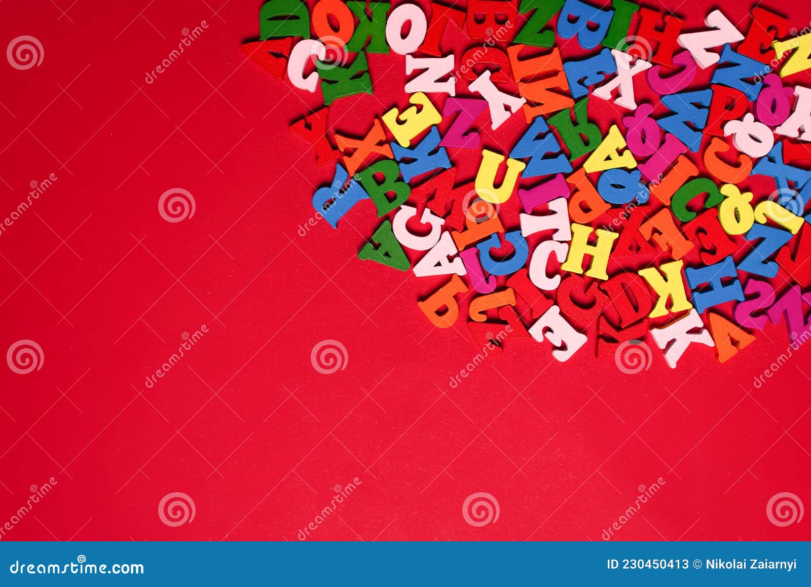 Random Colorful Alphabet on a Red Background, Colorful Letters Stock ...
