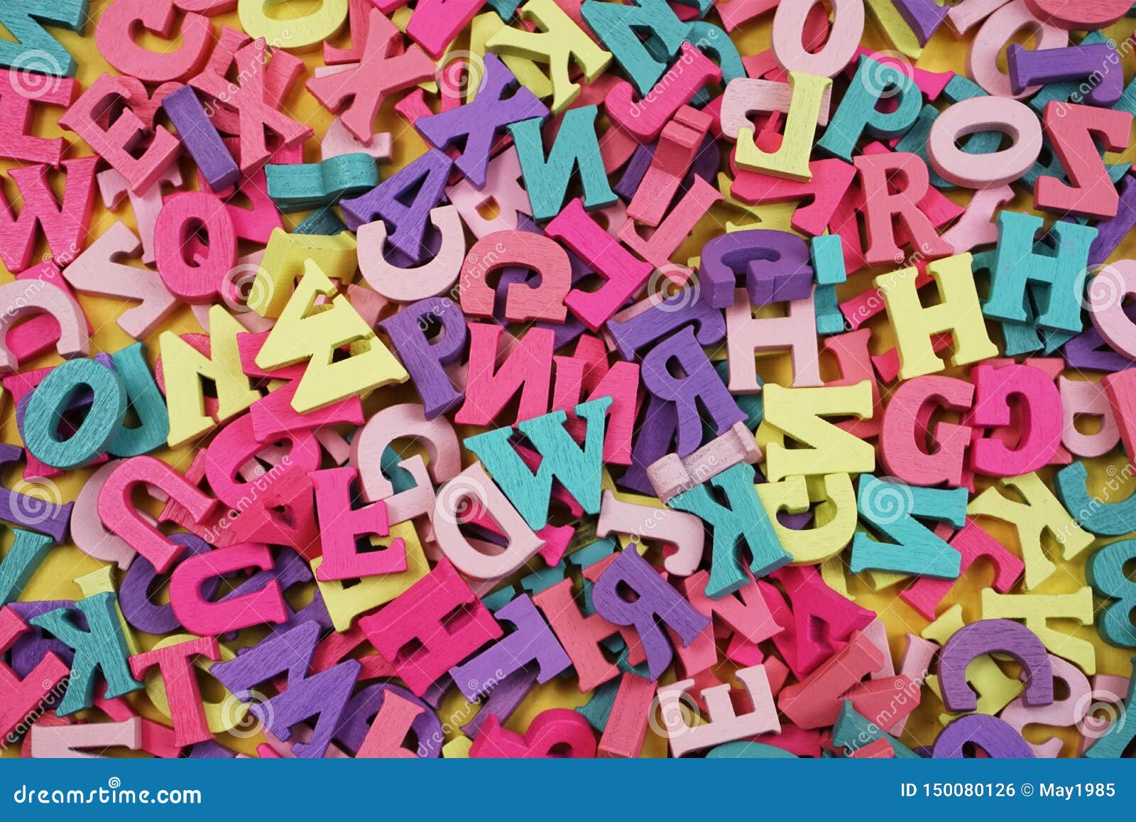 Random Colorful Letterpress Alphabet with Space Copy Top View Stock ...