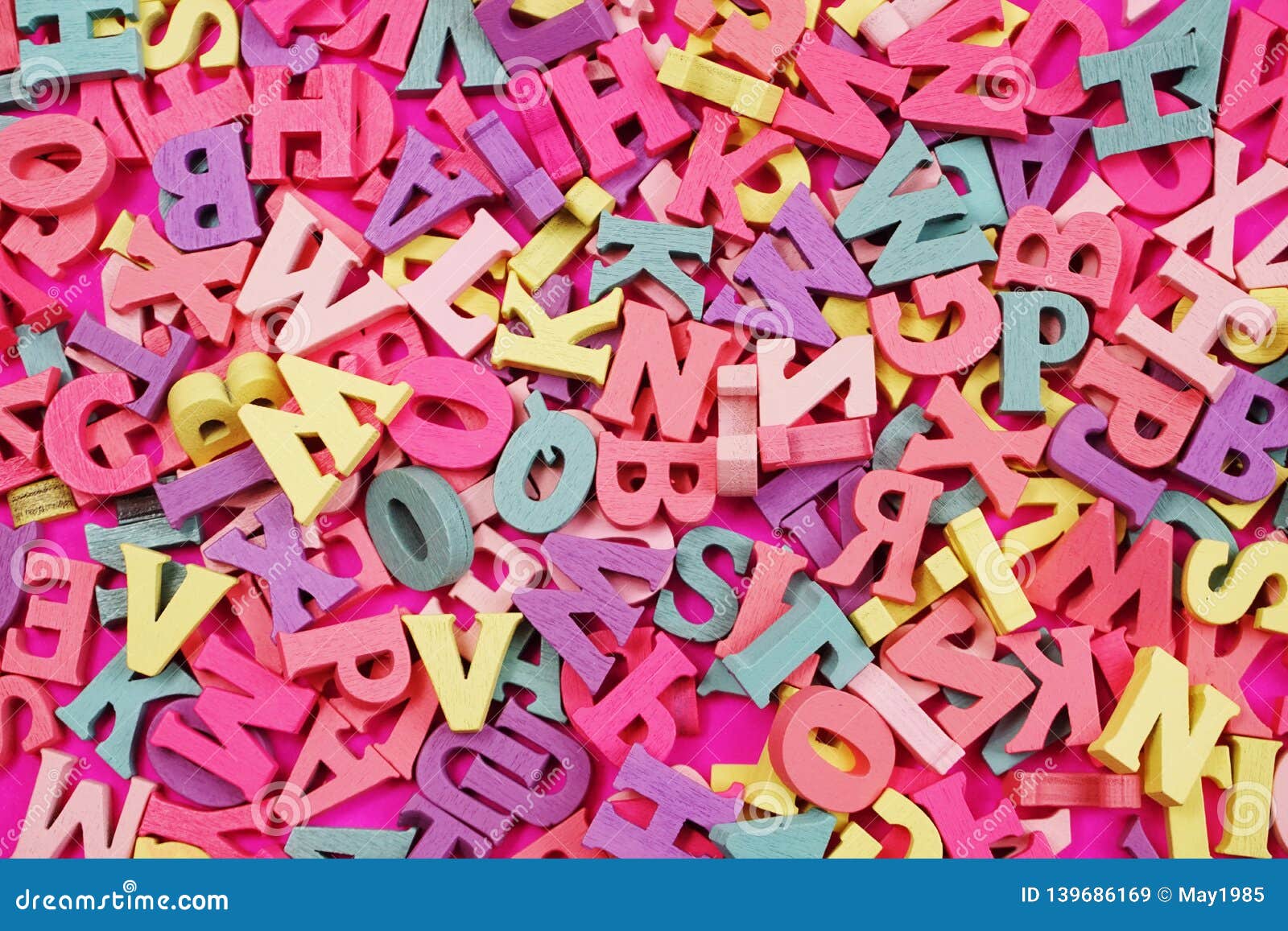 Random Colorful Letterpress Alphabet Top View on Pink Background Stock ...