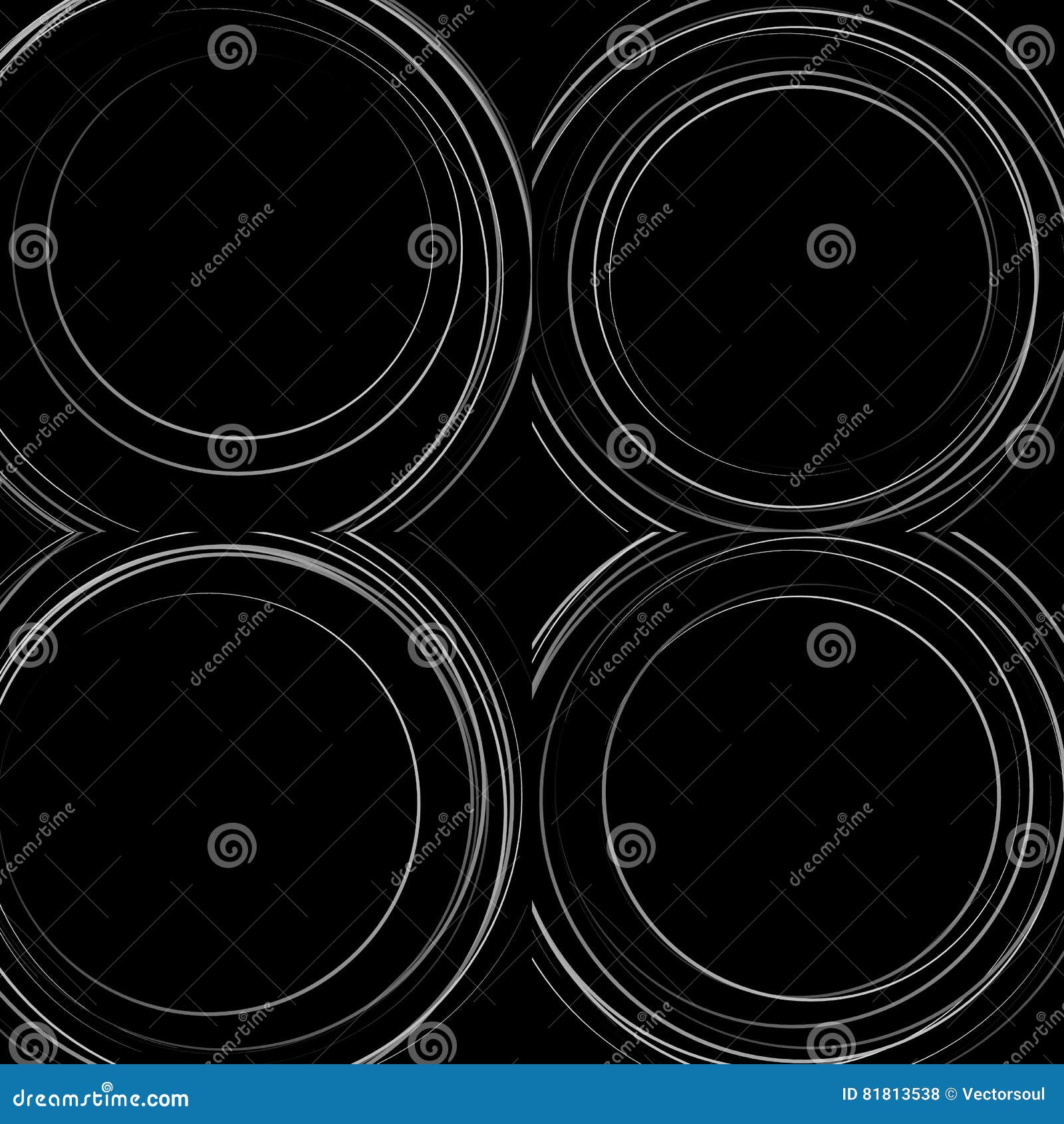 Random Concentric Circles. Set of 4 Elements. Abstract Monochrome ...