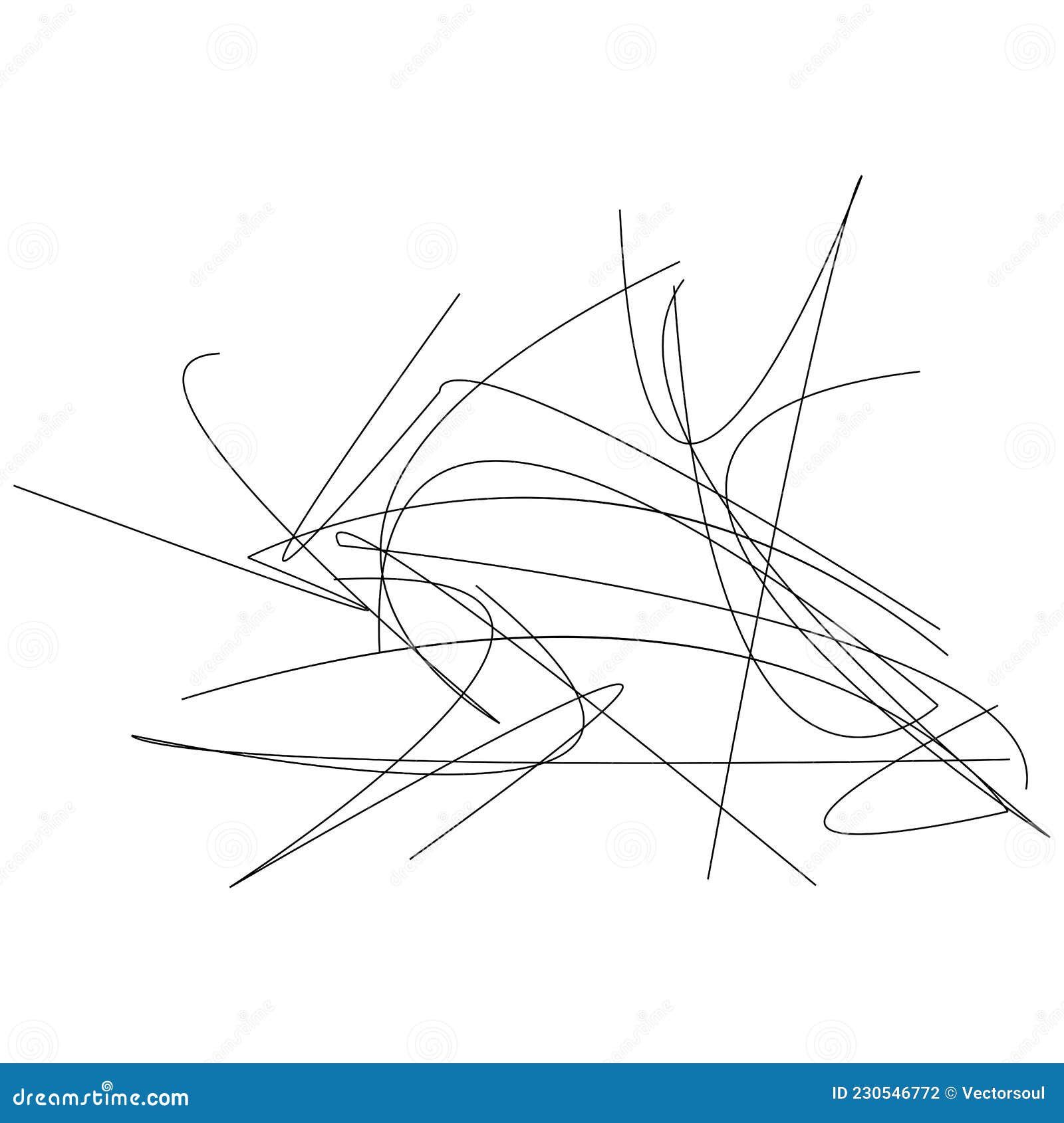 Random Curvy, Squiggly, Tangled Lines. Knot, Loop, Billowy Freeform ...