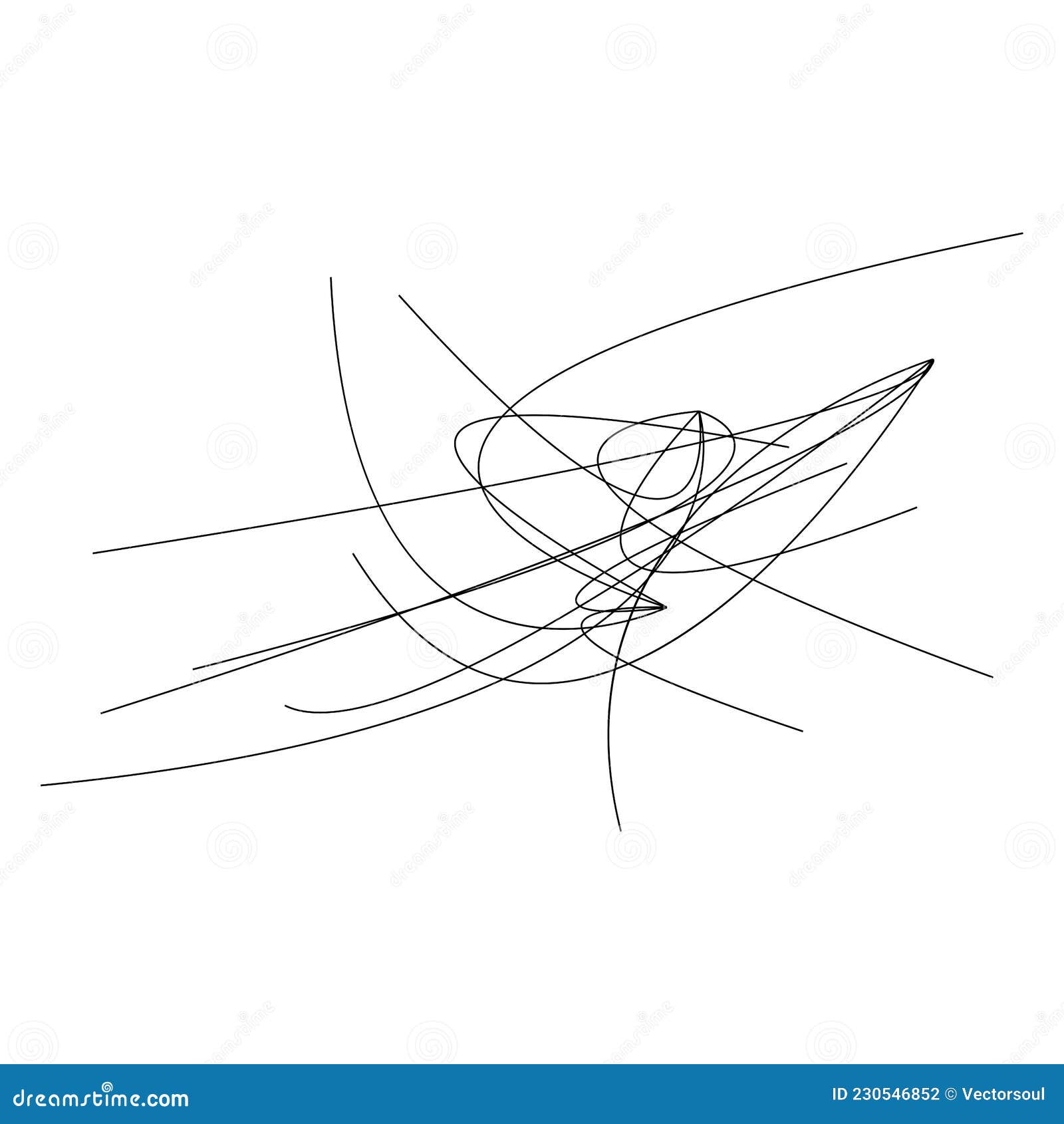 Random Curvy, Squiggly, Tangled Lines. Knot, Loop, Billowy Freeform ...