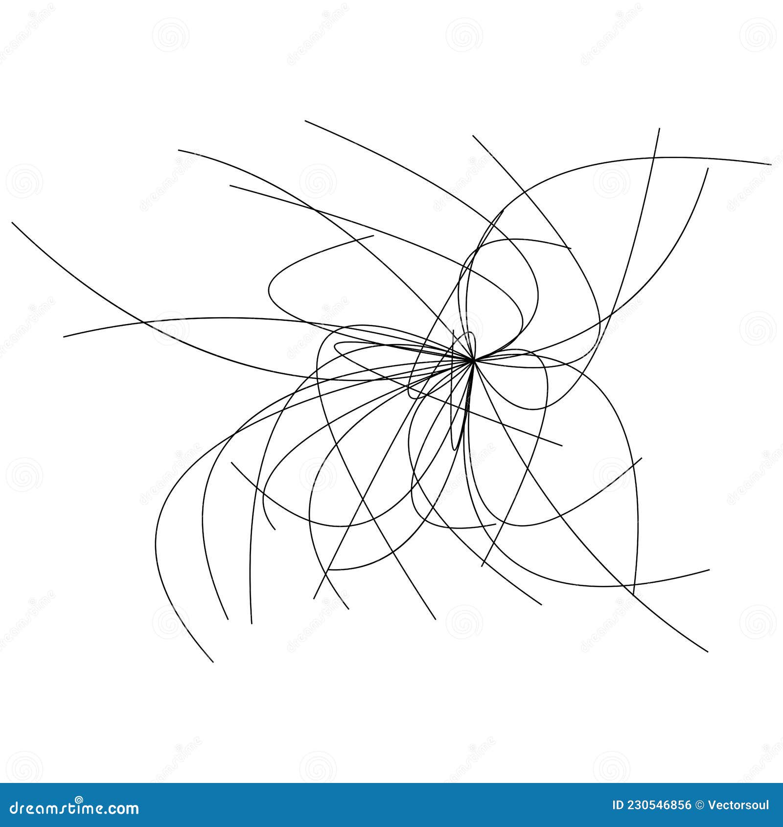 Random Curvy, Squiggly, Tangled Lines. Knot, Loop, Billowy Freeform ...