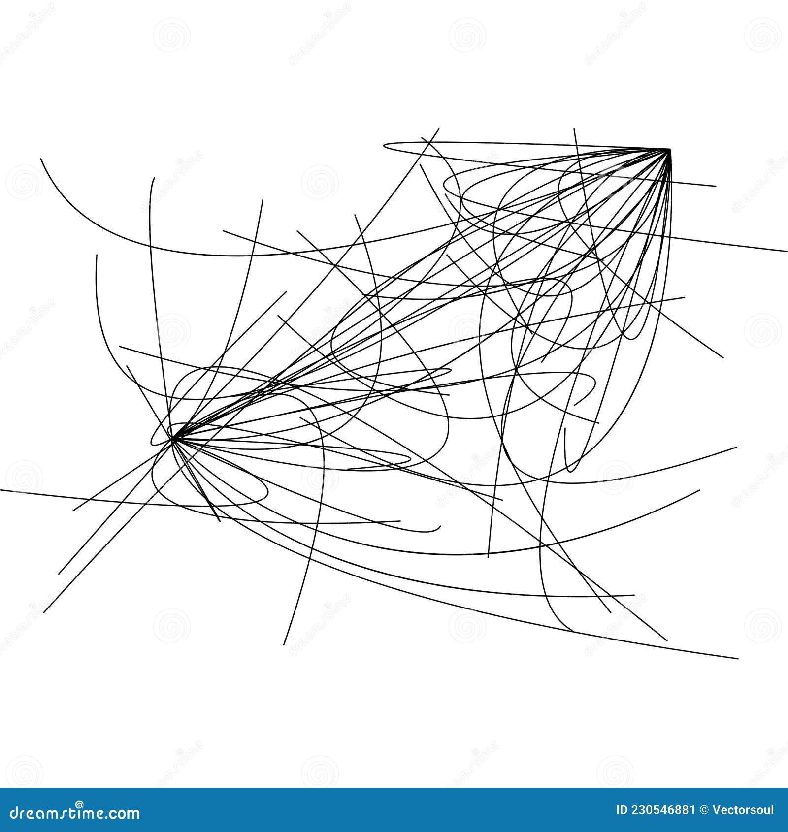 Random Curvy, Squiggly, Tangled Lines. Knot, Loop, Billowy Freeform ...