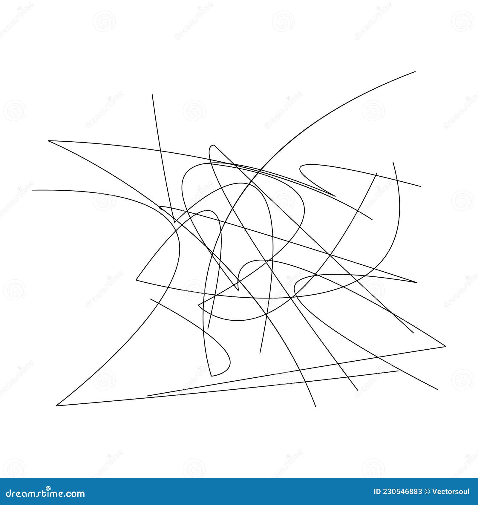 Random Curvy, Squiggly, Tangled Lines. Knot, Loop, Billowy Freeform ...