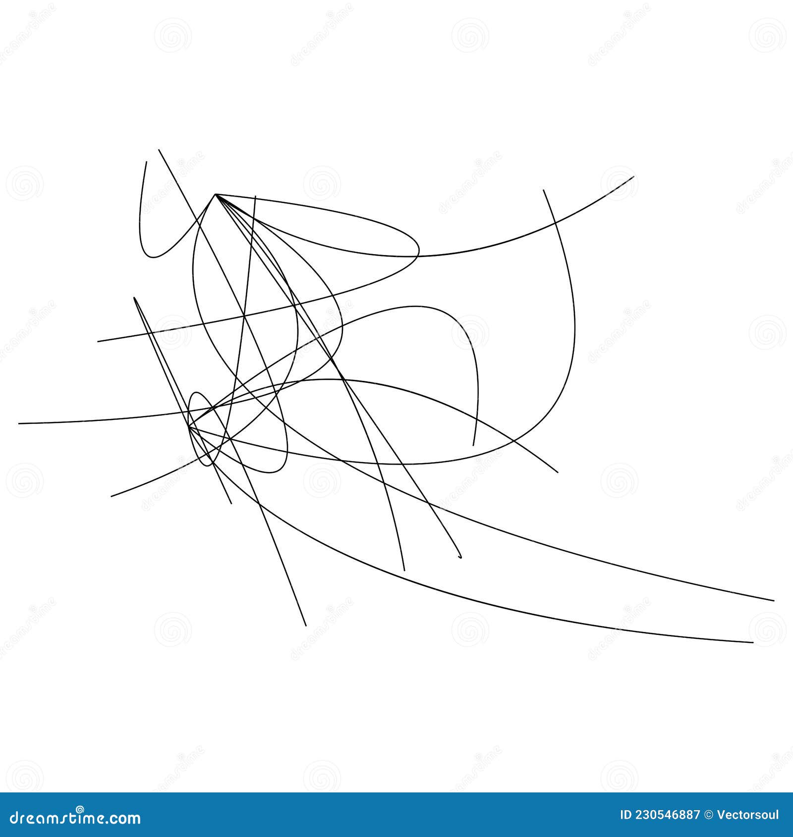 Random Curvy, Squiggly, Tangled Lines. Knot, Loop, Billowy Freeform ...