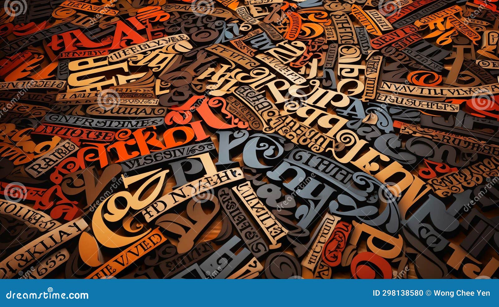Random 3d Typography Fonts Lying Around Stock Illustration ...