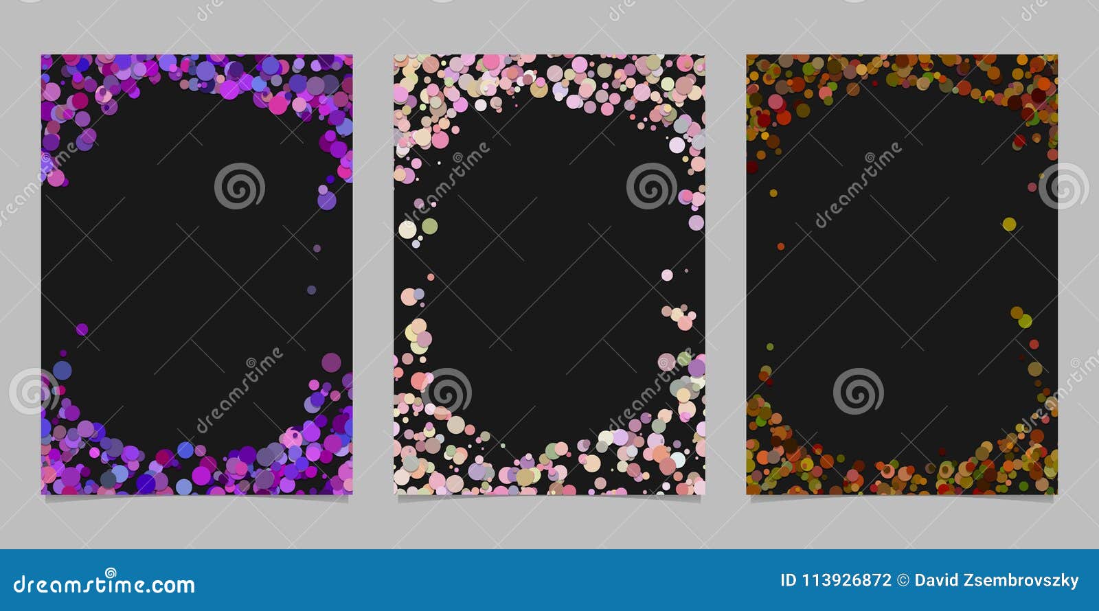 Random Dot Background Round Brochure Border Design Set Stock Vector ...