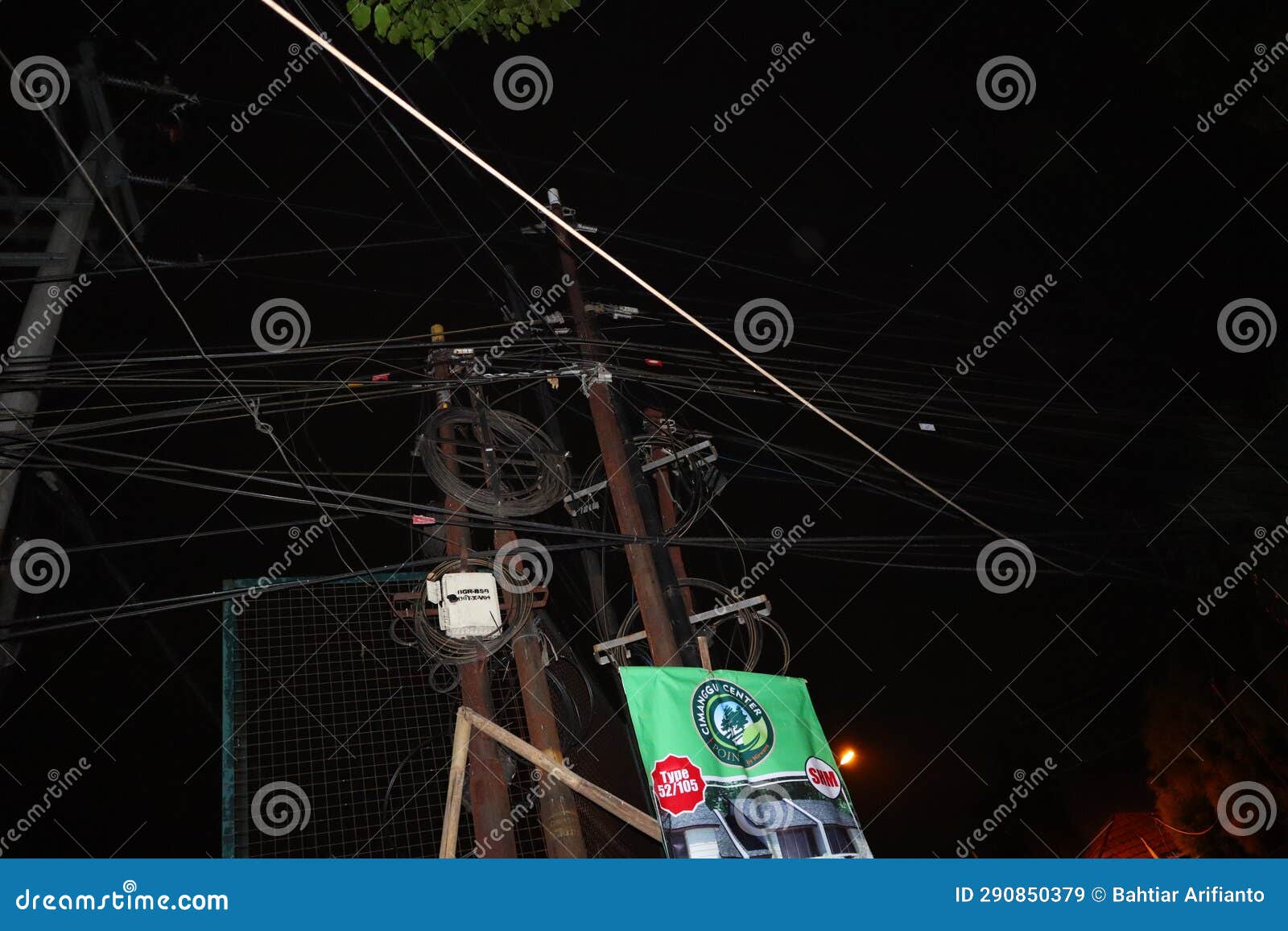 Random Electrical and Telephone Cables in the Morning Editorial Stock ...