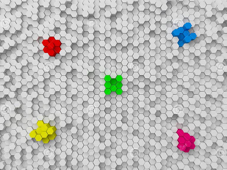 Random Elevated Hexagons Background. Stock Illustration - Illustration ...