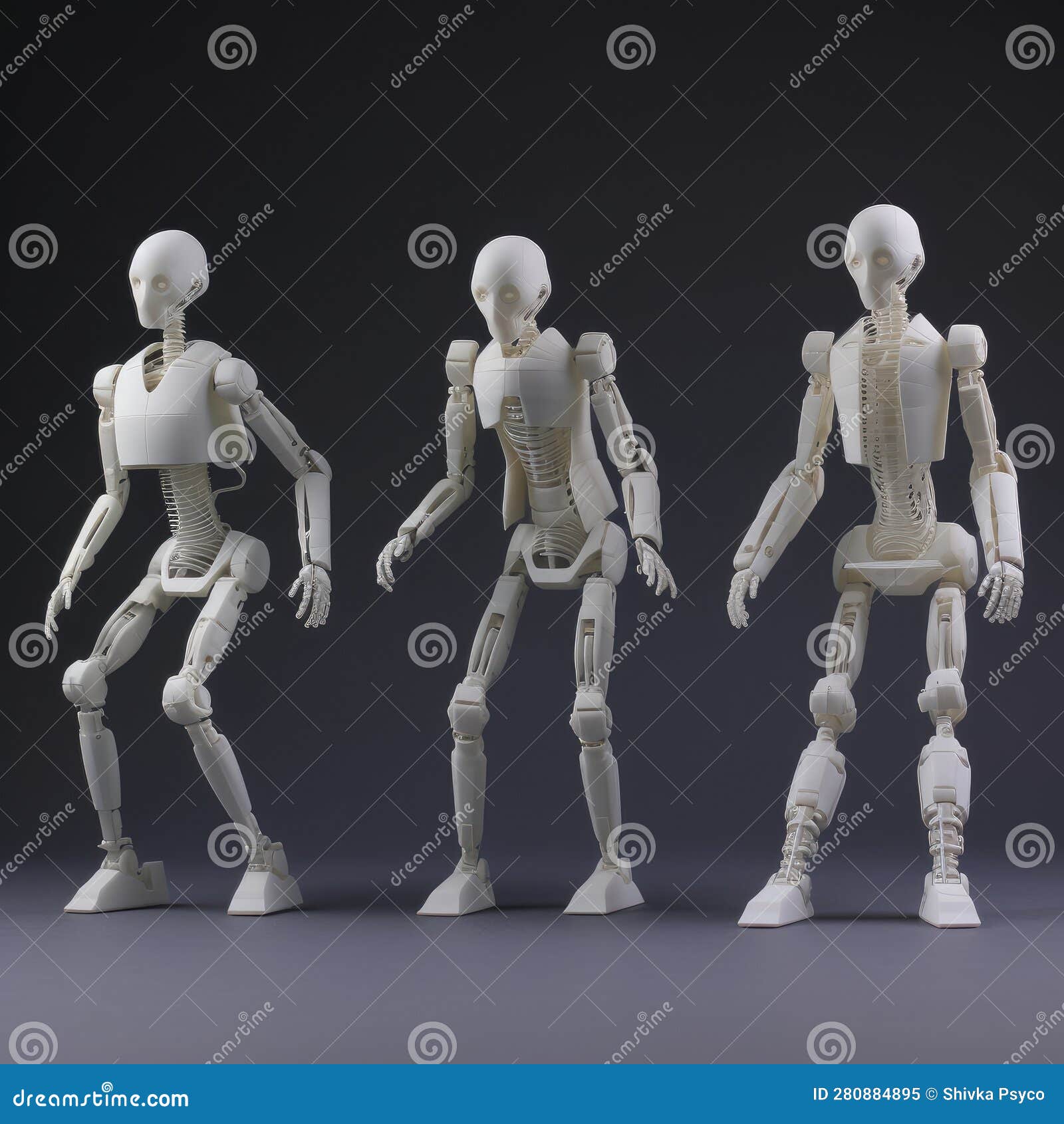 Random Figures Humanoid No Legs Different Posses On Black Background ...