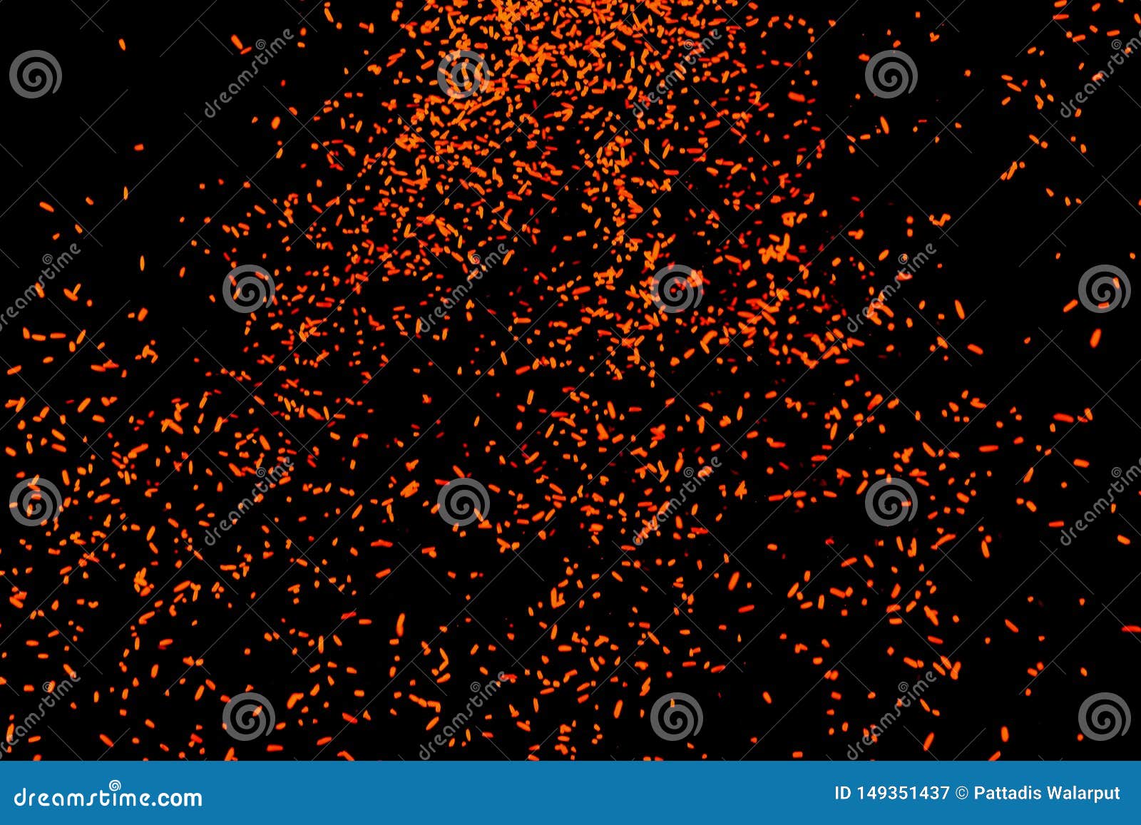 Random Flying Red Orange Color Particles Isolated on the Black ...