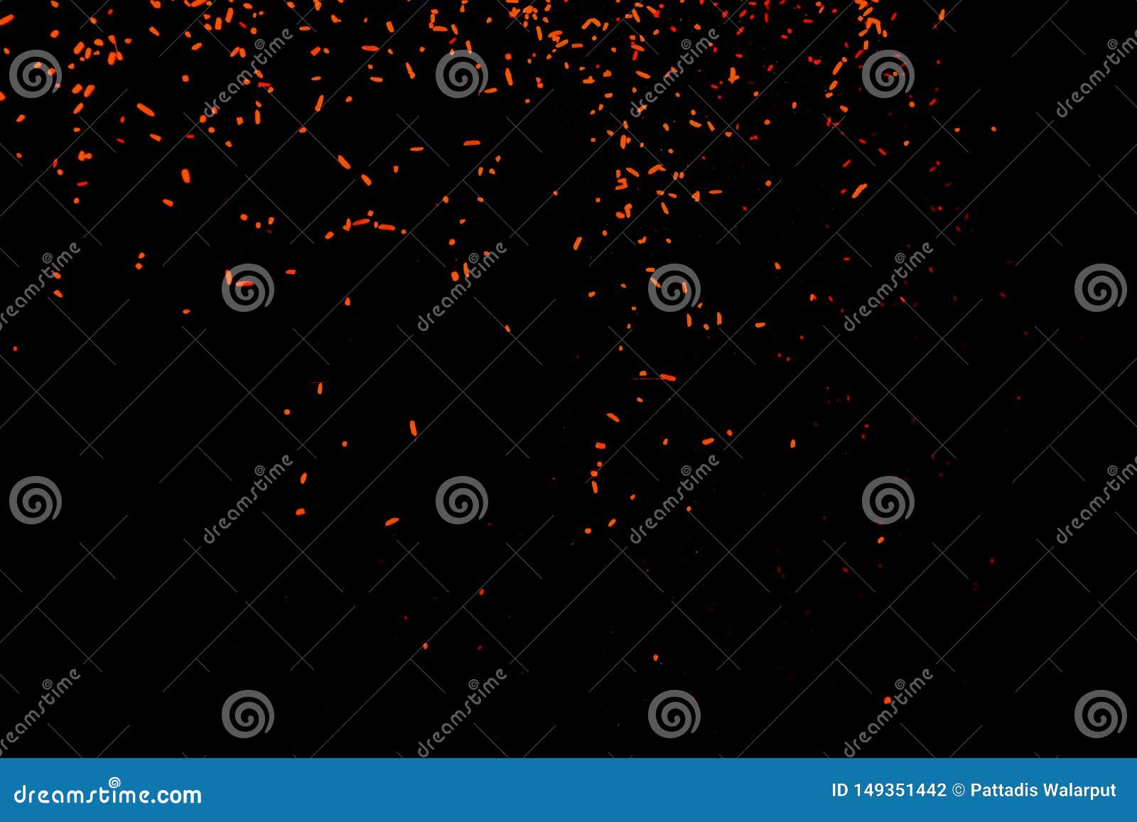 Random Flying Red Orange Color Particles Isolated on the Black ...