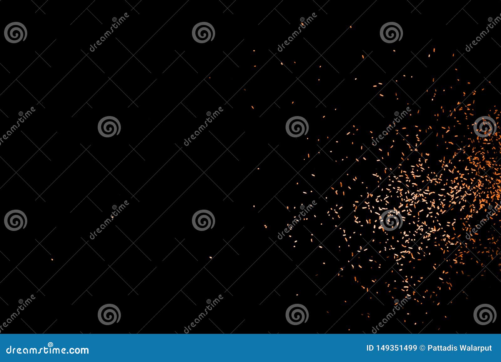 Random Flying Red Orange Color Particles Isolated on the Black ...