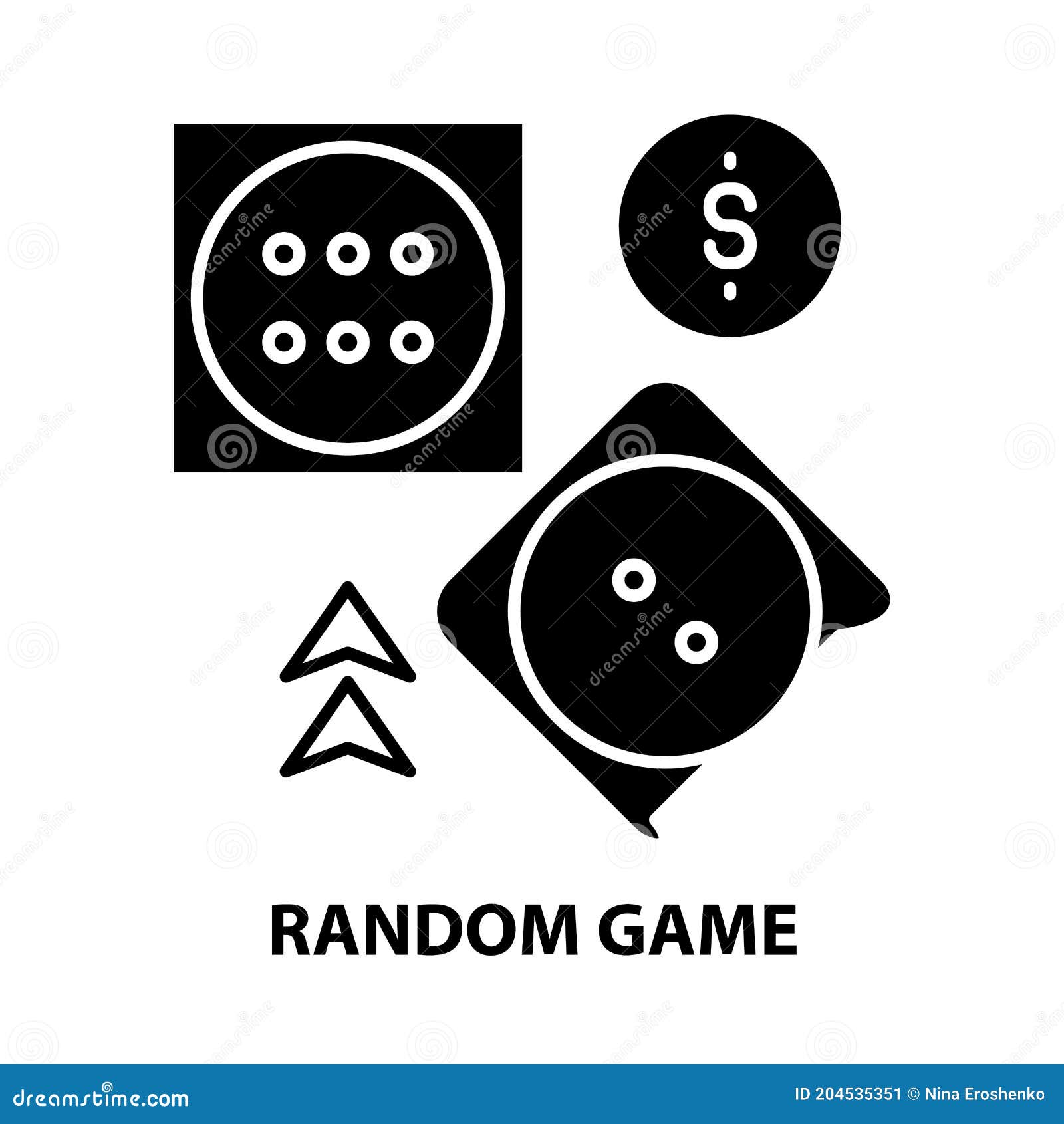 Random Game Icon, Black Vector Sign with Editable Strokes, Concept ...