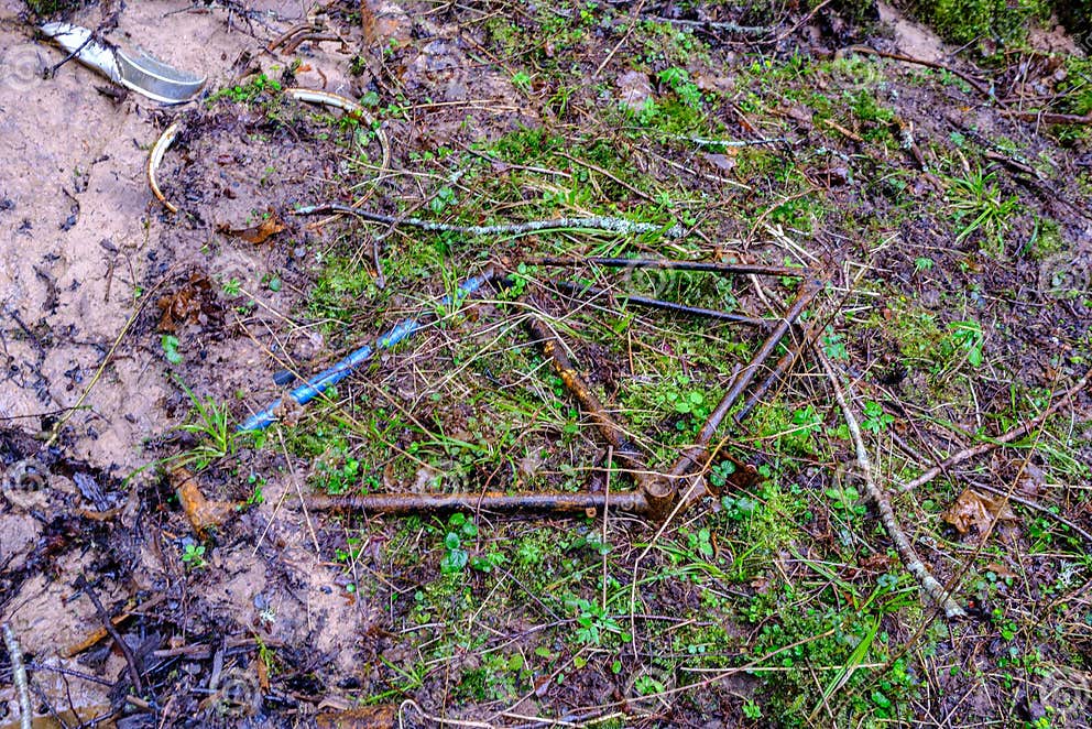 Random Garbage Junk Items Left in Nature Stock Photo - Image of metal ...